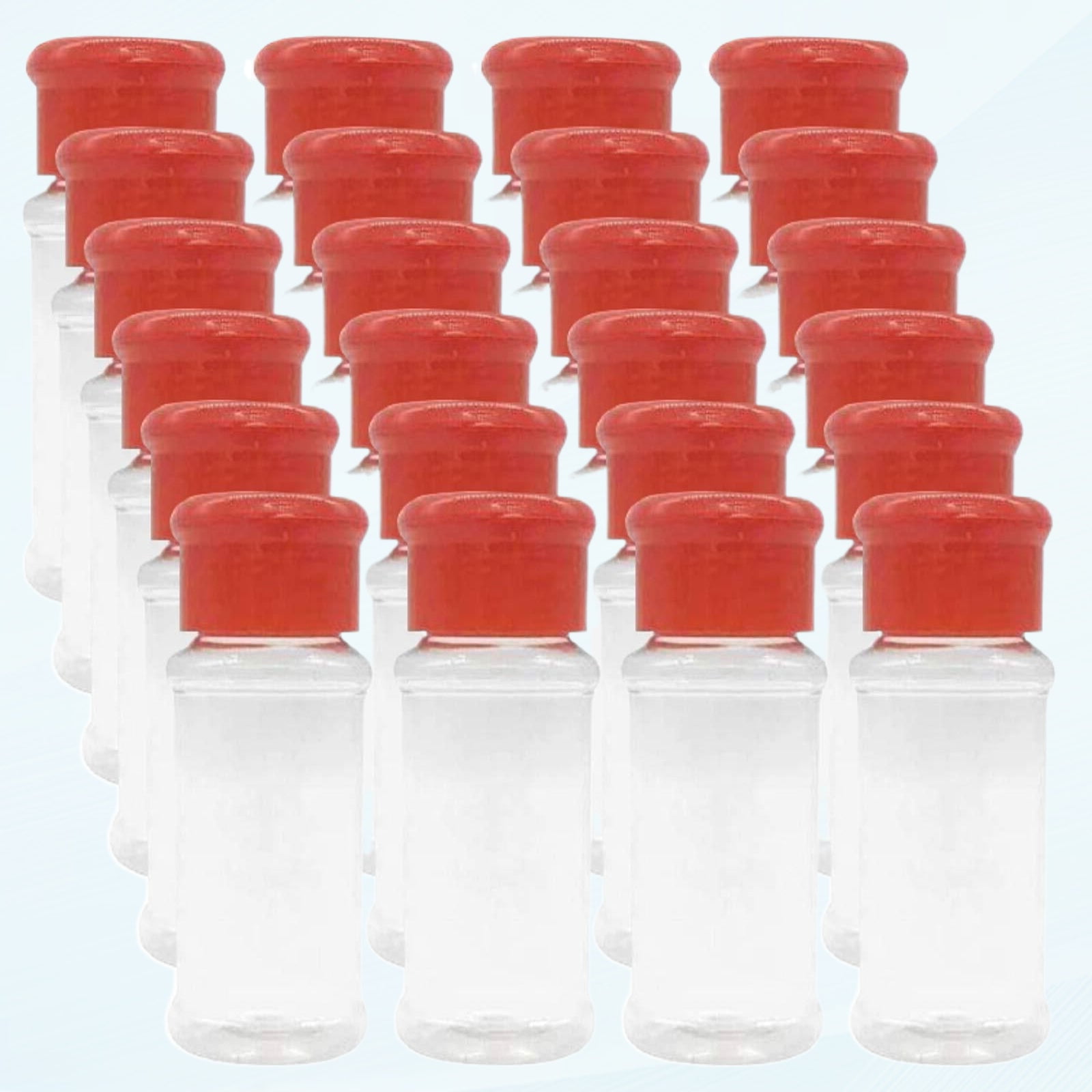 Set of 24 Plastic Spice Bottles with Sifter Lid 2 Oz. Clear Reusable ...