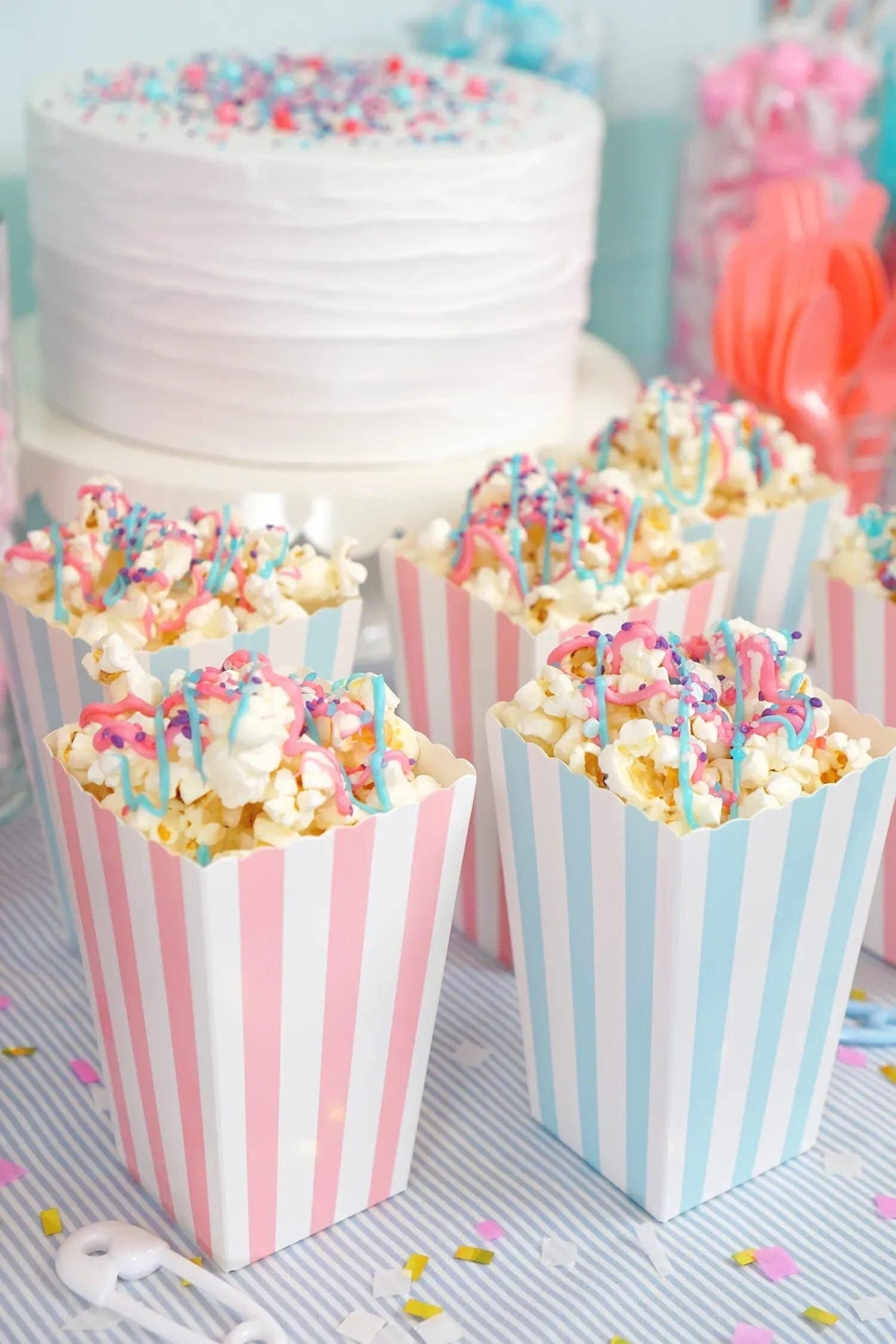 Set of 24 Striped Popcorn Cups for Party Wedding Favor Snacking Bridal ...