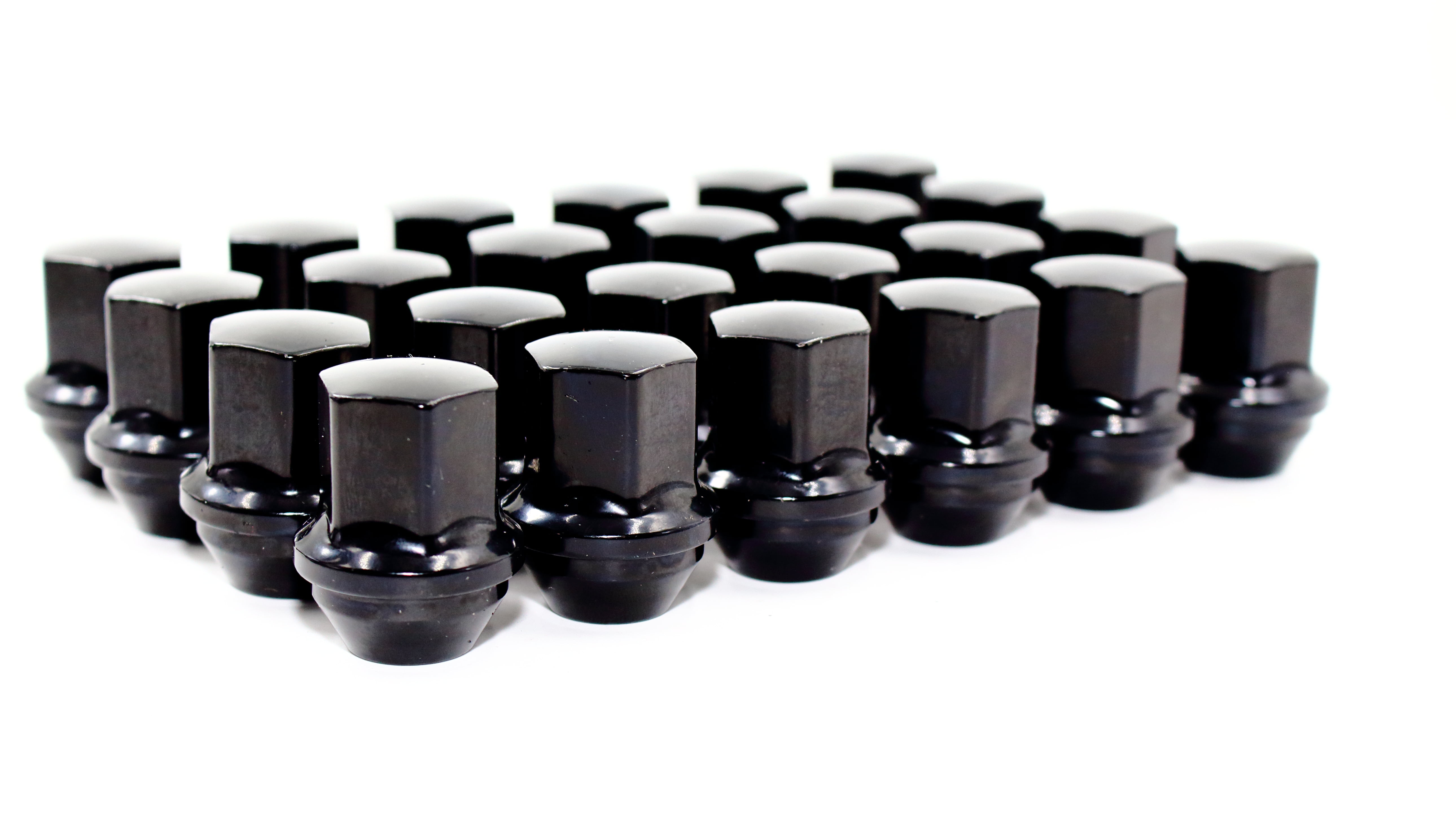 Set of 24 Veritek 14x1.5mm Black 7/8 22mm Hex Duplex Acorn OEM Style 1.5 Inch 38.5mm Lug Nuts ...