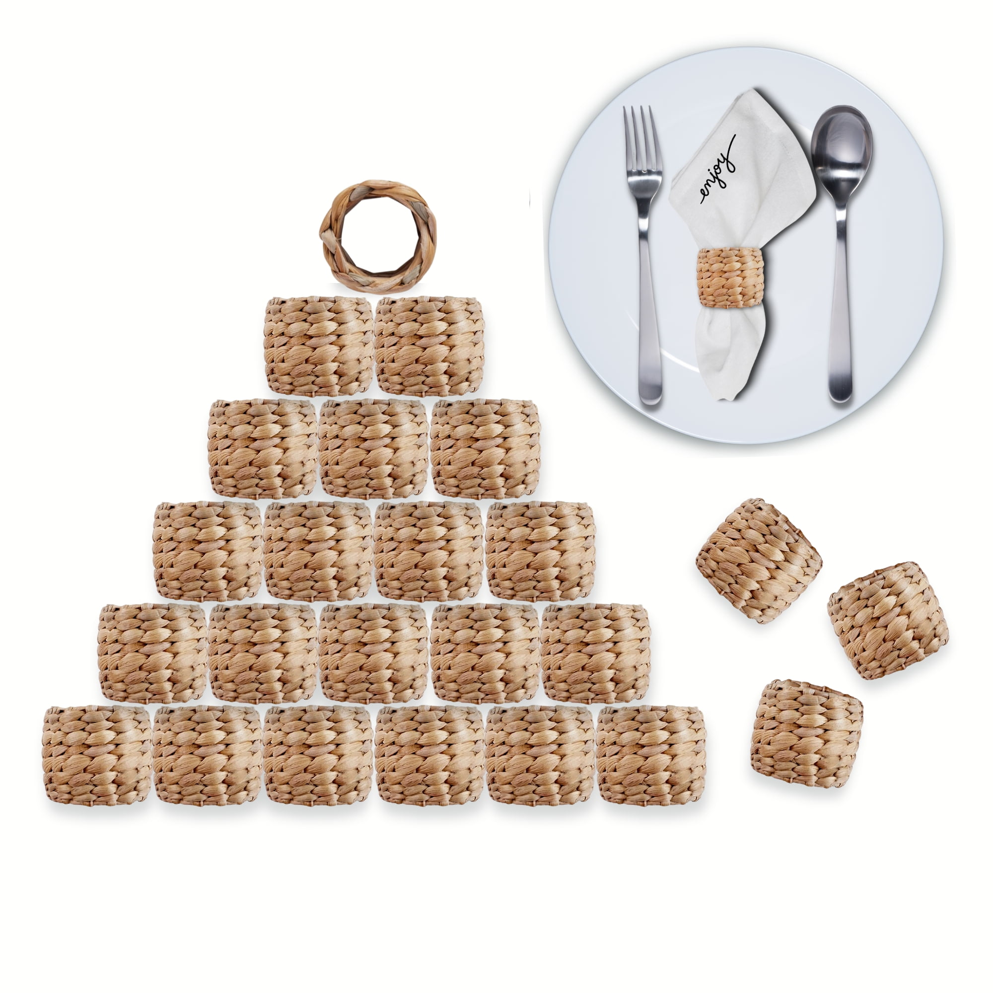 Set of 24 Wicker Rustic Napkin Rings, Boho Napkin Rings Handmade by ...