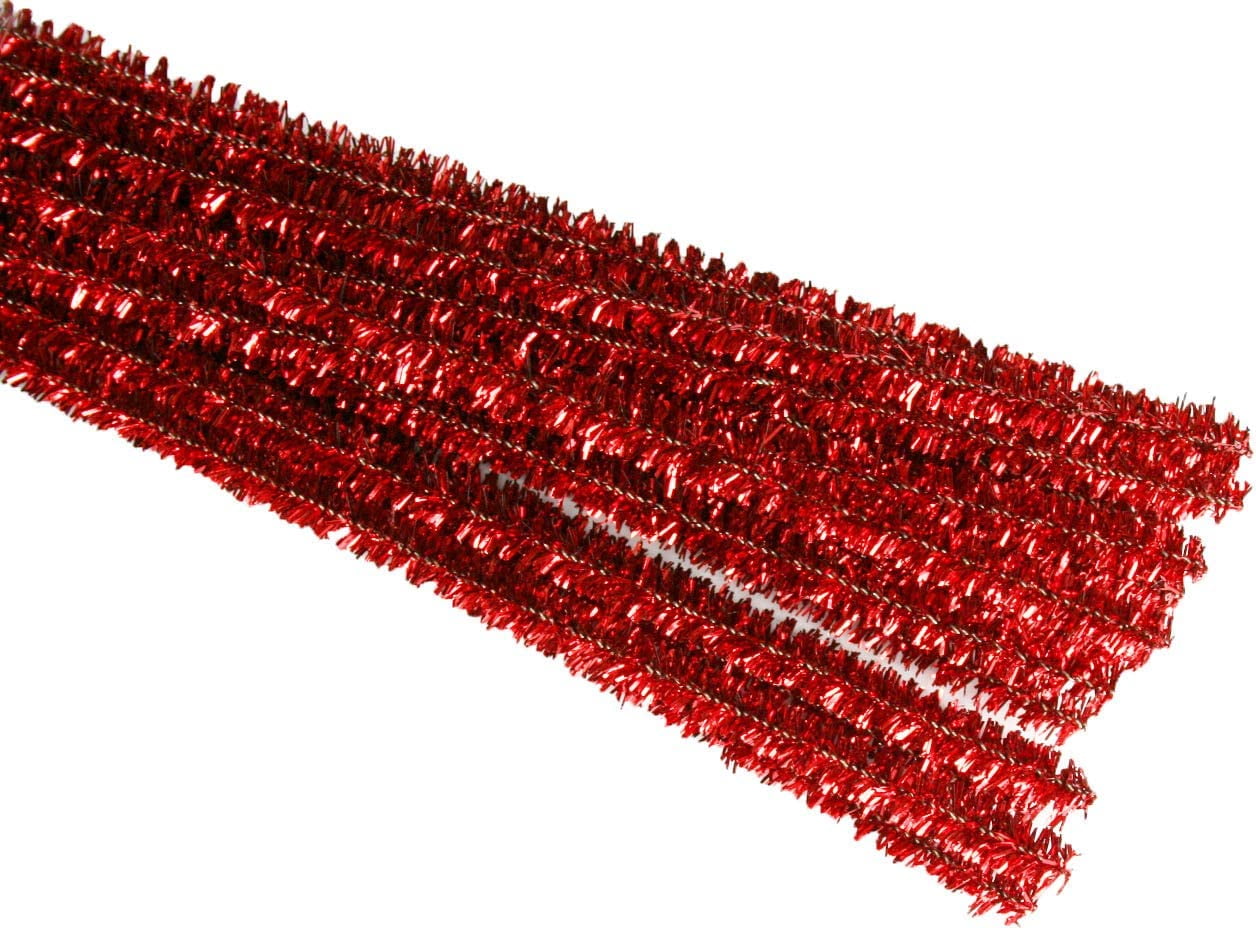 Set of 25 Metallic Tinsel Pipe Cleaners for Kids Crafts, Embellishing ...