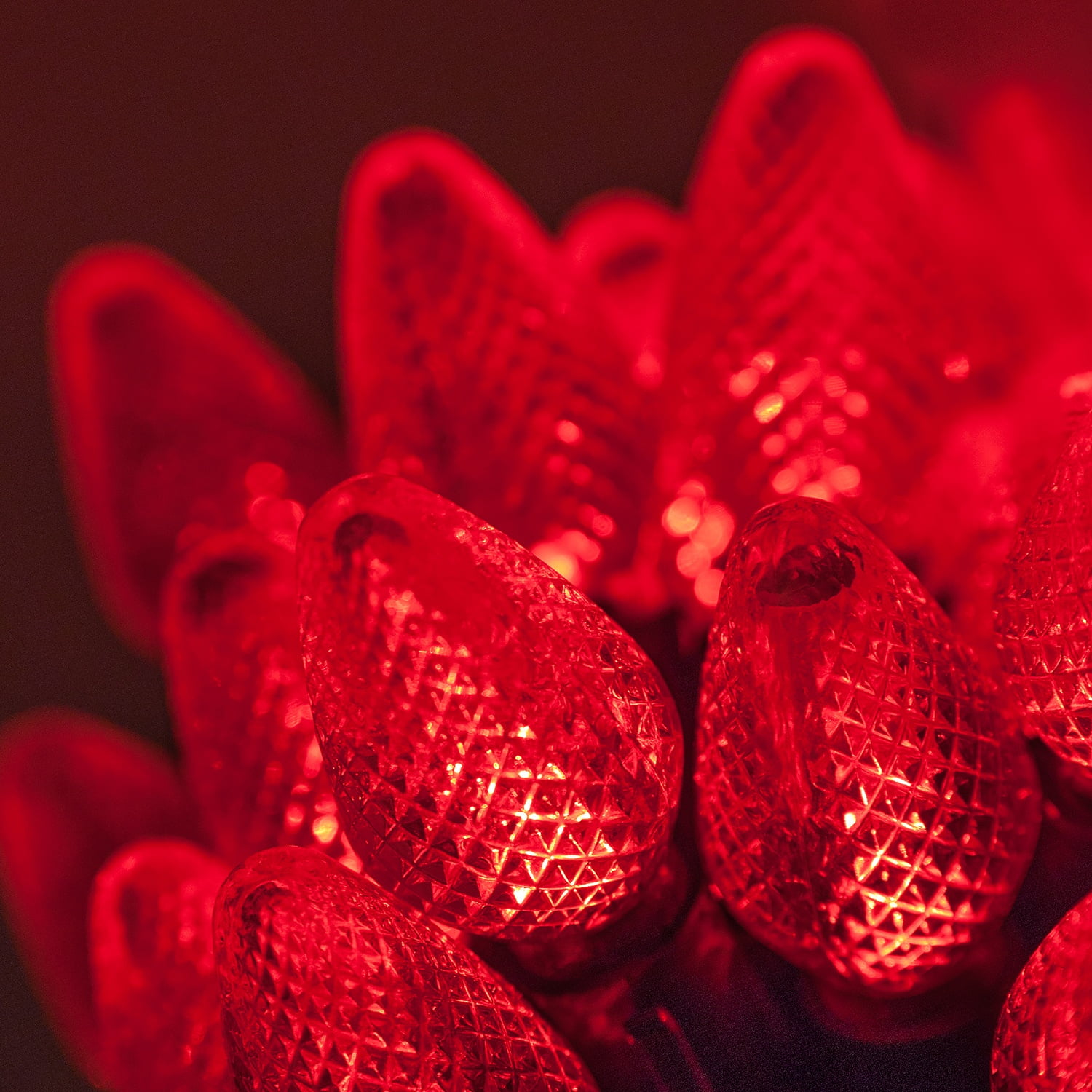 Set of 25 Red SuperBright LED C7 Christmas Lights 8" Spacing – Green ...