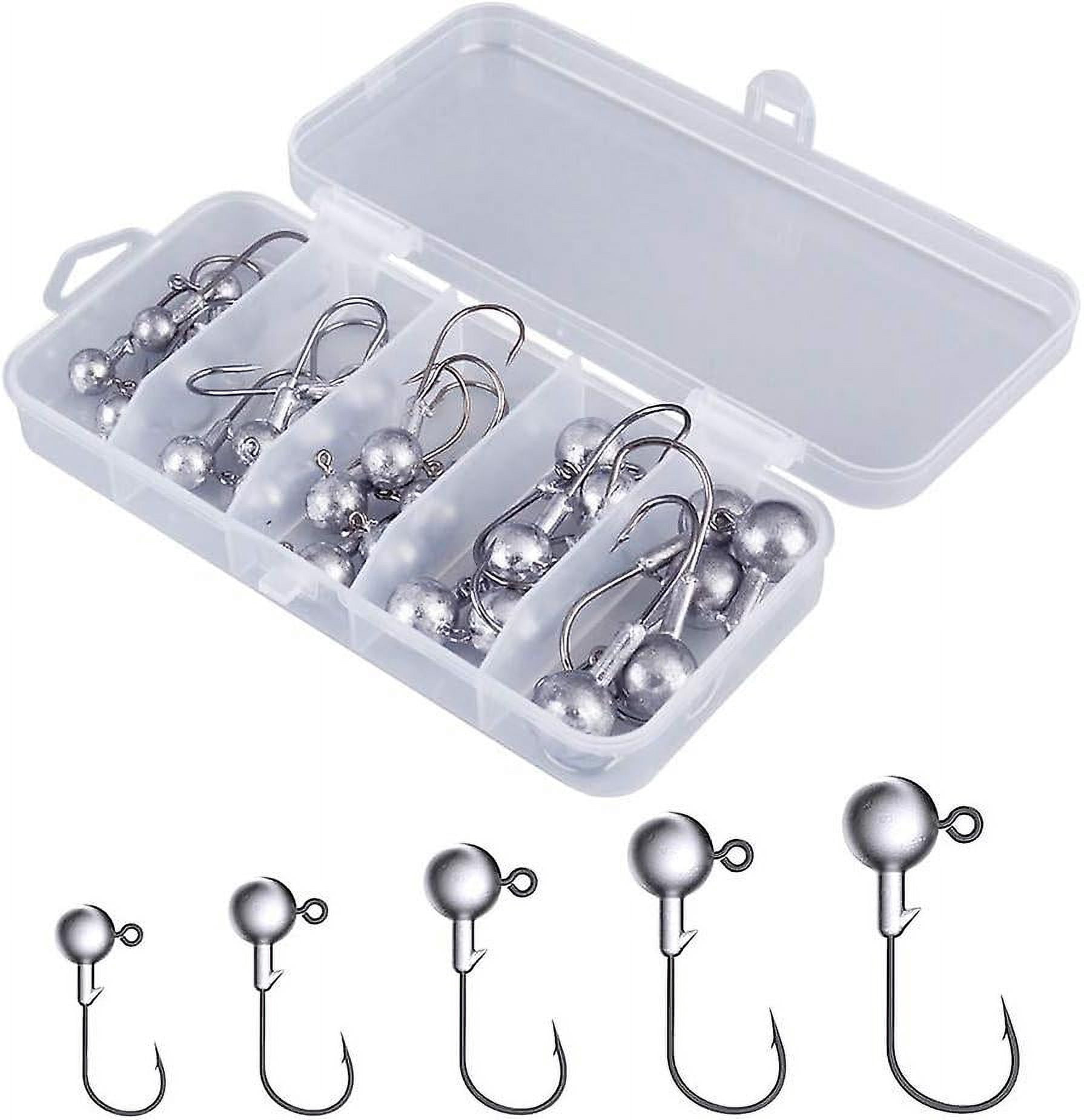 Set of 25 Round Rubber Fishing Hooks for Predatory Fish, Assorted Sizes ...