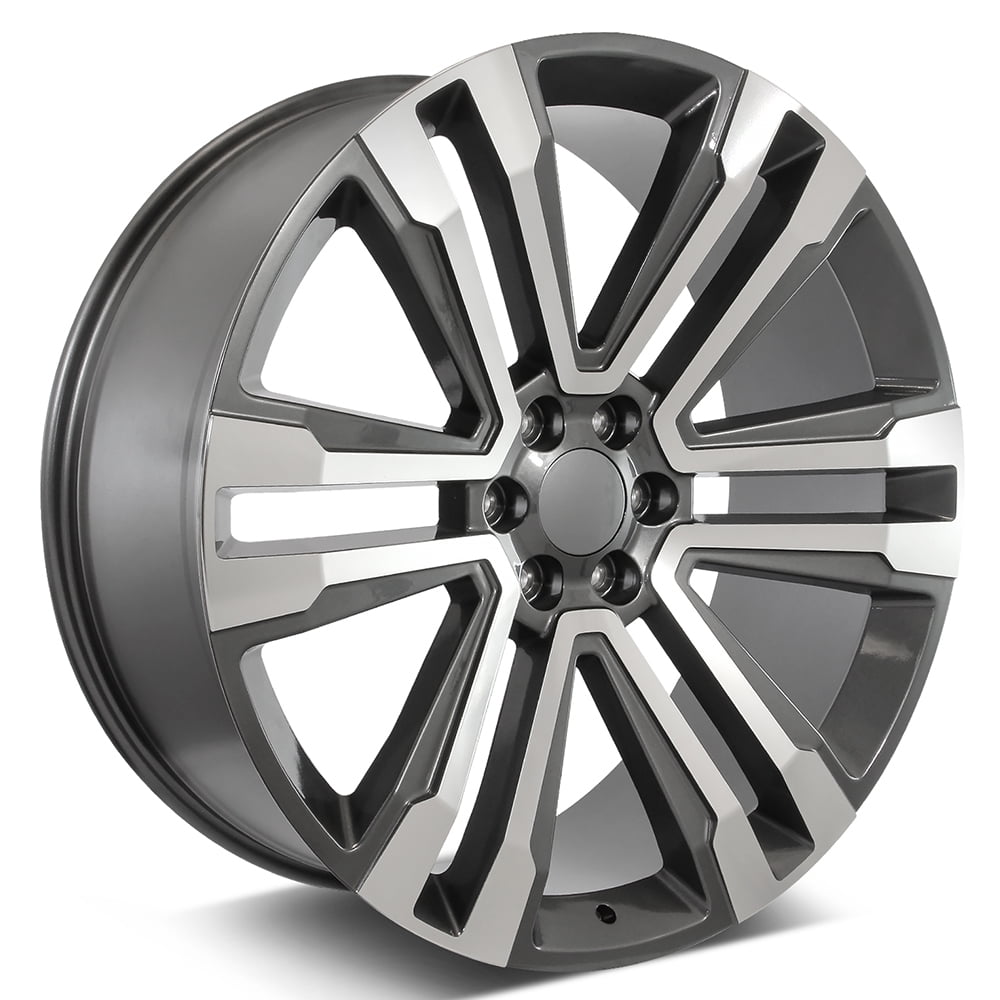 Set of 26" Machined Face W/Gunmetal Outline SLT Style Wheels for Chevy ...