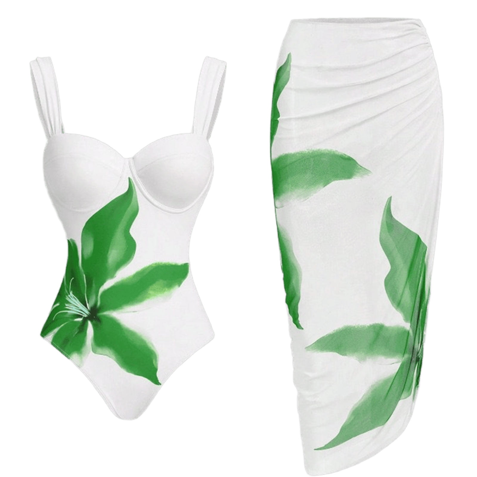 Set of 2pcs Quick Dry Women's Swimsuit Monokini Cover Up Comfortable ...