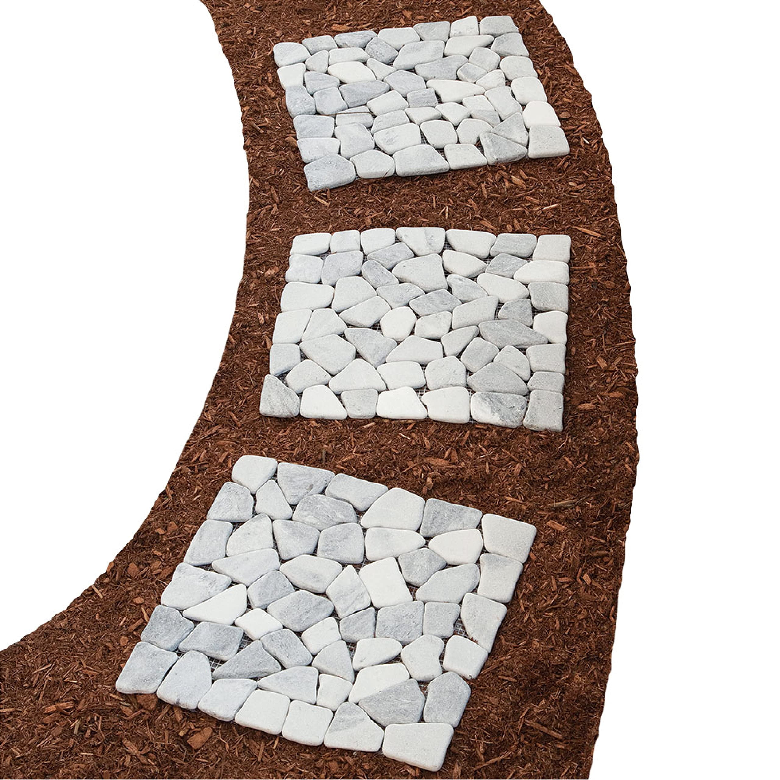 Set of 3 12” Square Marble Riverstone Stepping Stones Garden Mats ...