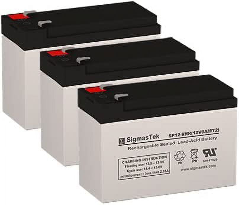 Set of 3 12 Volt 9 AH Rechargeable Sealed Lead Acid Batteries by SigmasTek - Walmart.com