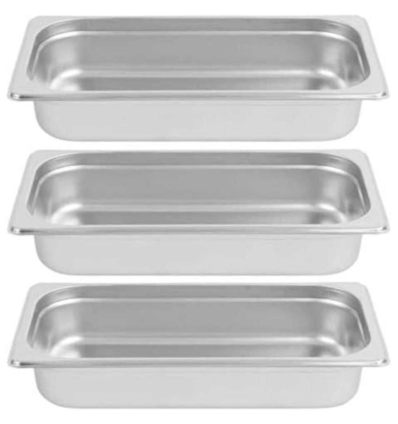 [Set of 3] 2 1/2 inch Deep Steem Tabel Pans Third Size, Anti-jam ...