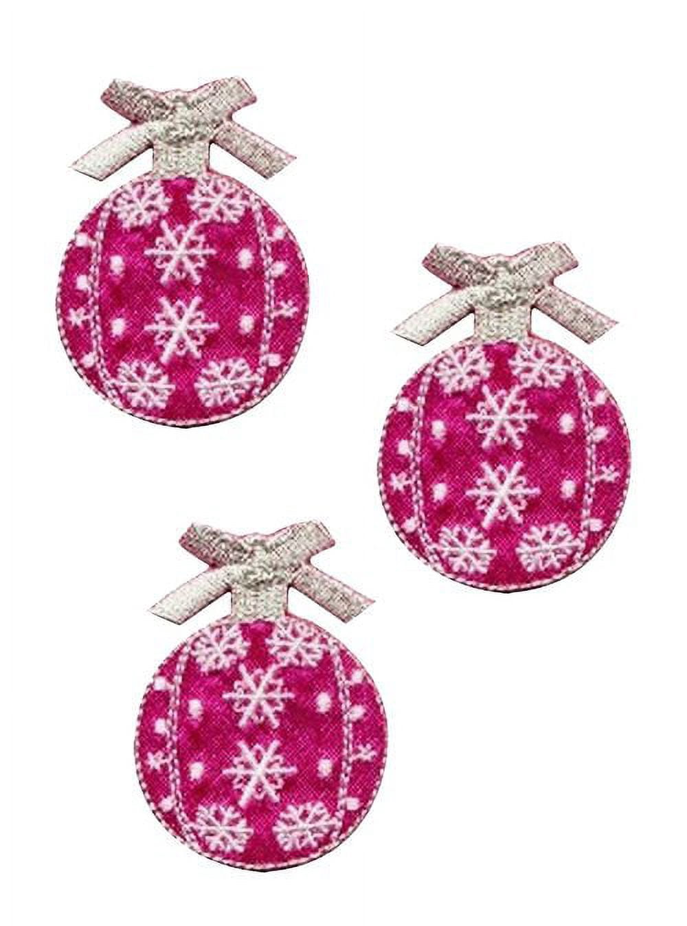 (Set of 3) - 2 "- Christmas Fuschia Ornament Ball Iron on Embroidered ...