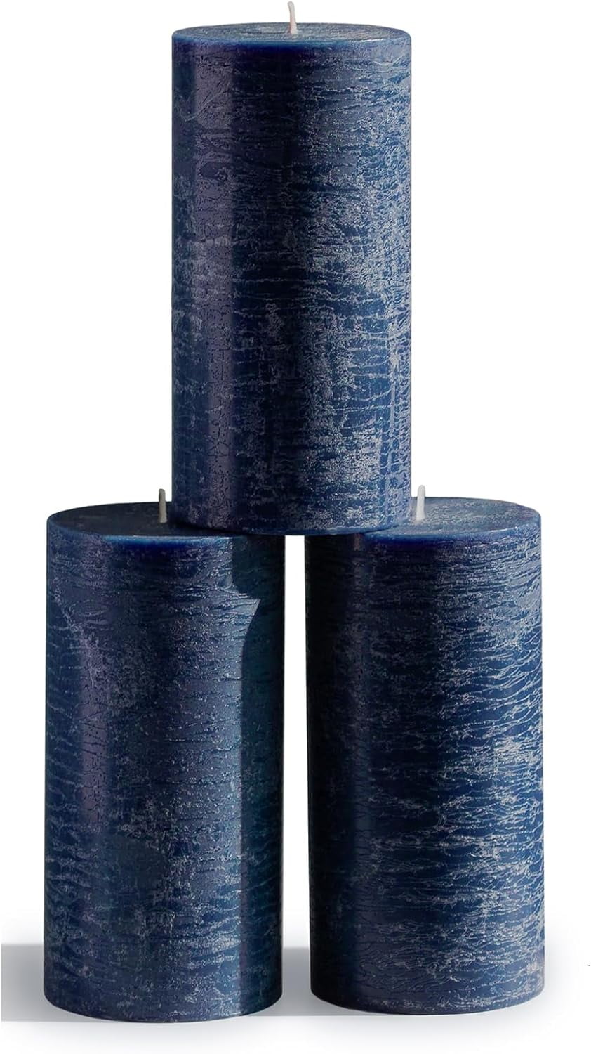 Set of 3 - 3x6 Pillar Candles - Decorative Rustic Unscented No Drip ...