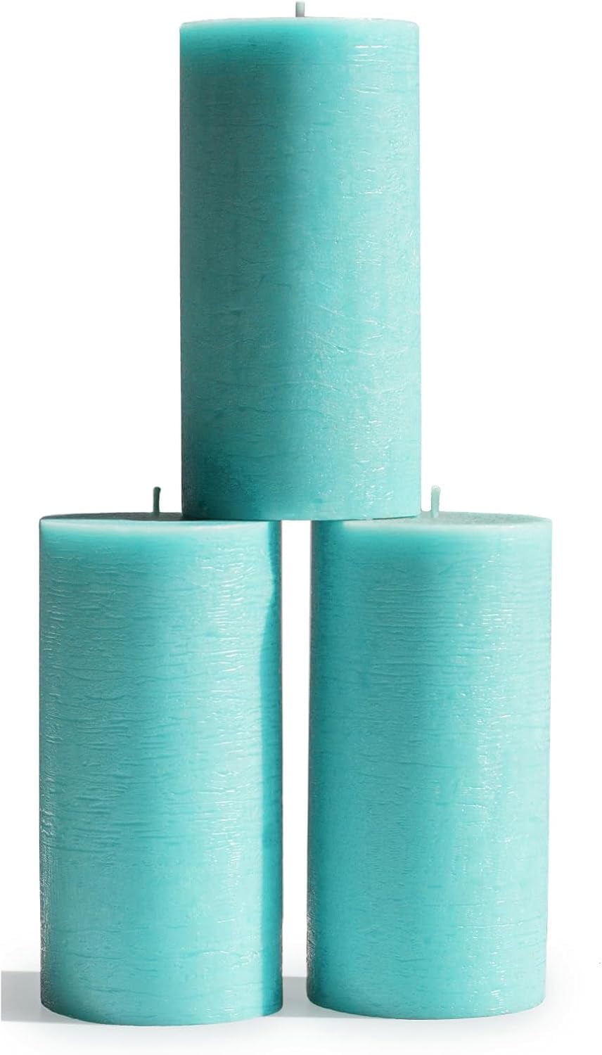 Set of 3 - 3x6 Pillar Candles - Decorative Rustic Unscented No Drip ...