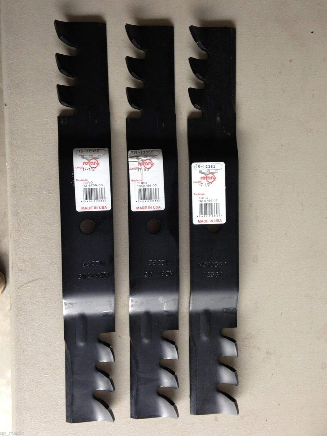Set of 3 50" Toro Gator Type Mulching Blades, Codes 112-9759-03/110 ...