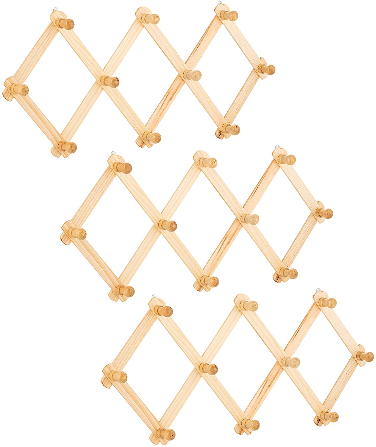 Trianu Accordion Style Expandable Wall Wooden Coat Rack with 10 Pegs ...