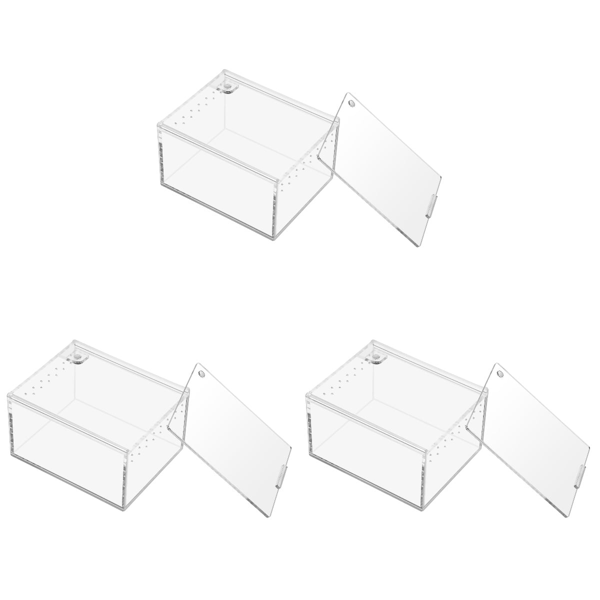 Set of 3 Acrylic Crawling Pet Box Reptile Terrarium Habitat Animal Case ...