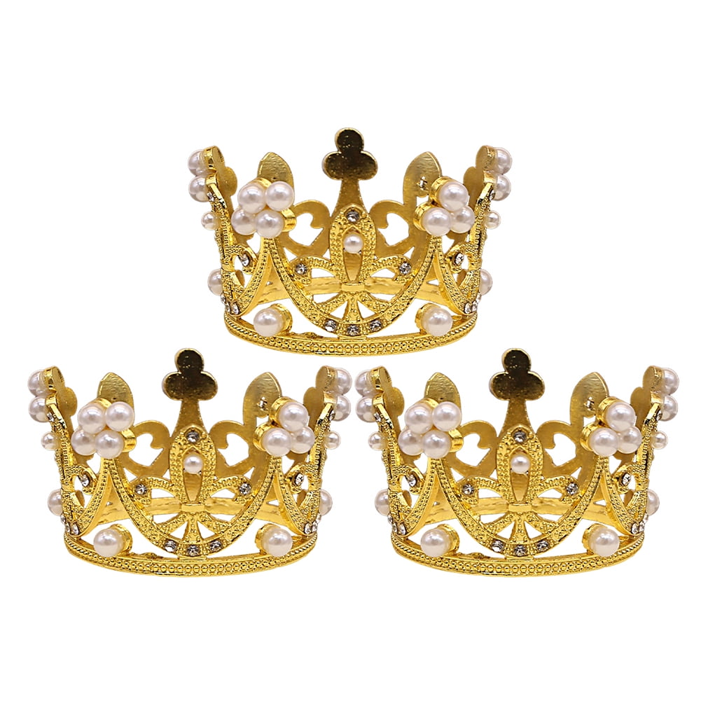 Set of 3 Alloy Crown Cake Topper Glittering Mini Crowns for Cake Flower ...