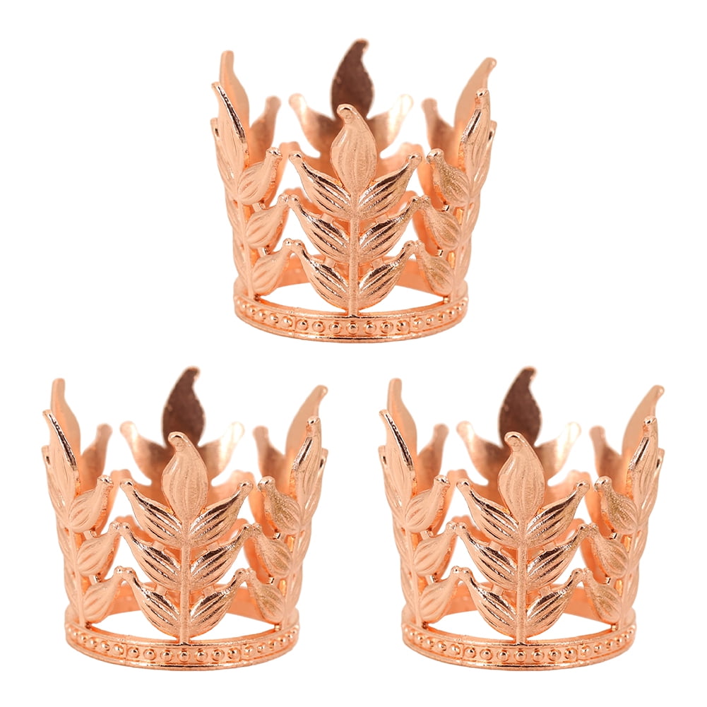 Set of 3 Alloy Crown Cake Topper Mini Leaf-Shaped Alloy Crown Cake ...