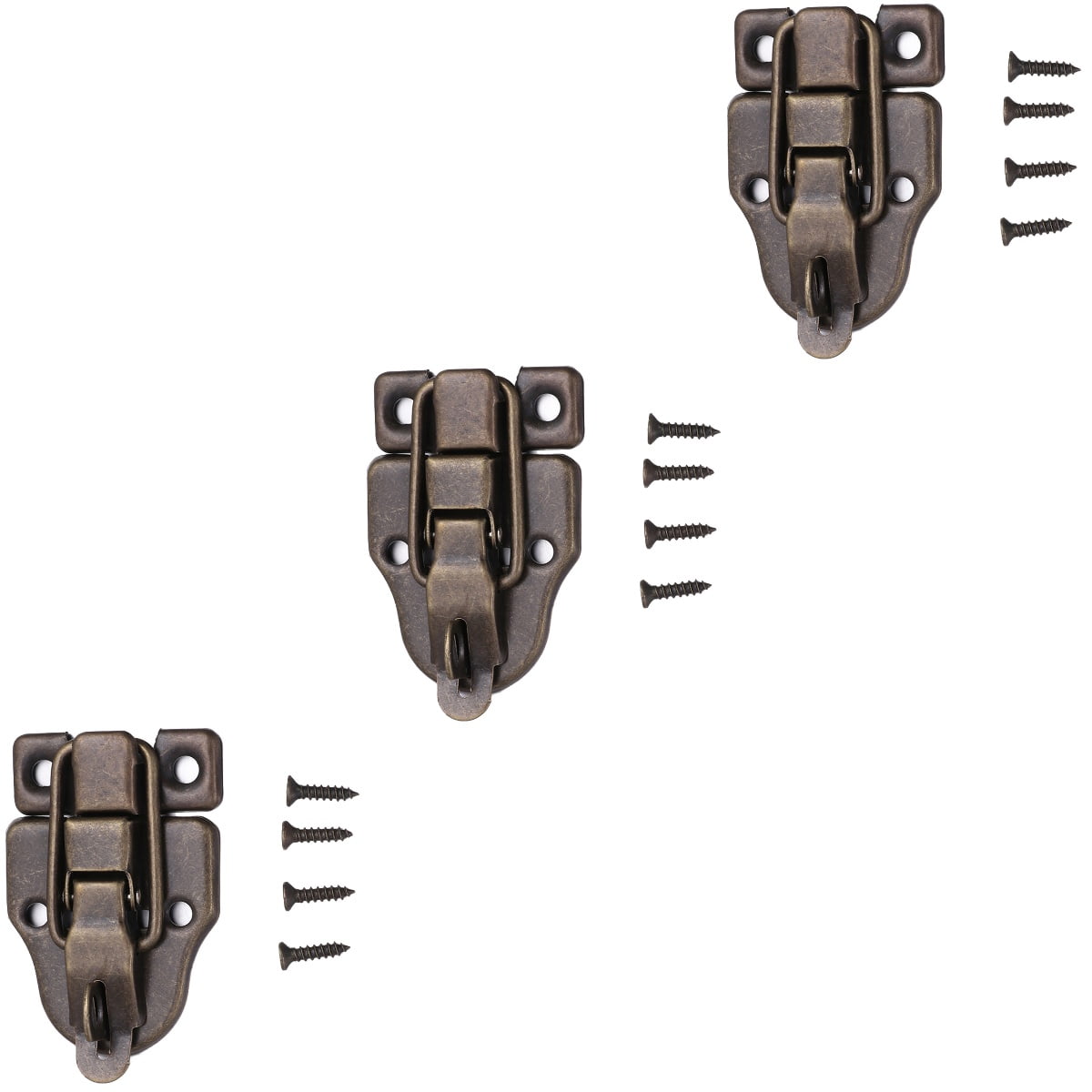 Set of 3 Antique Wooden Gift Lock Hook Locks Locker with Key Clasp ...