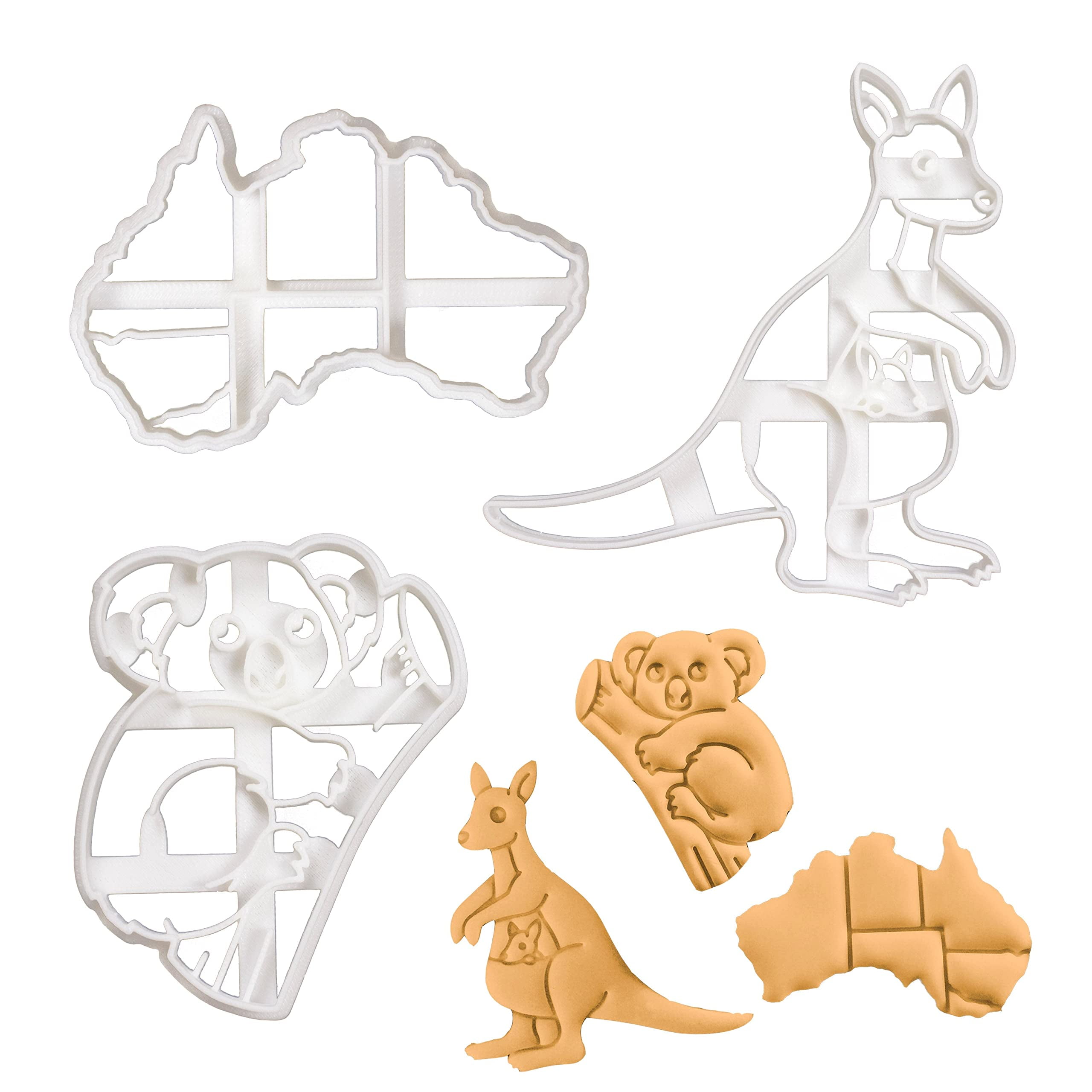 Set of 3 Australia themed cookie cutters (Designs: Koala, Kangaroo and ...