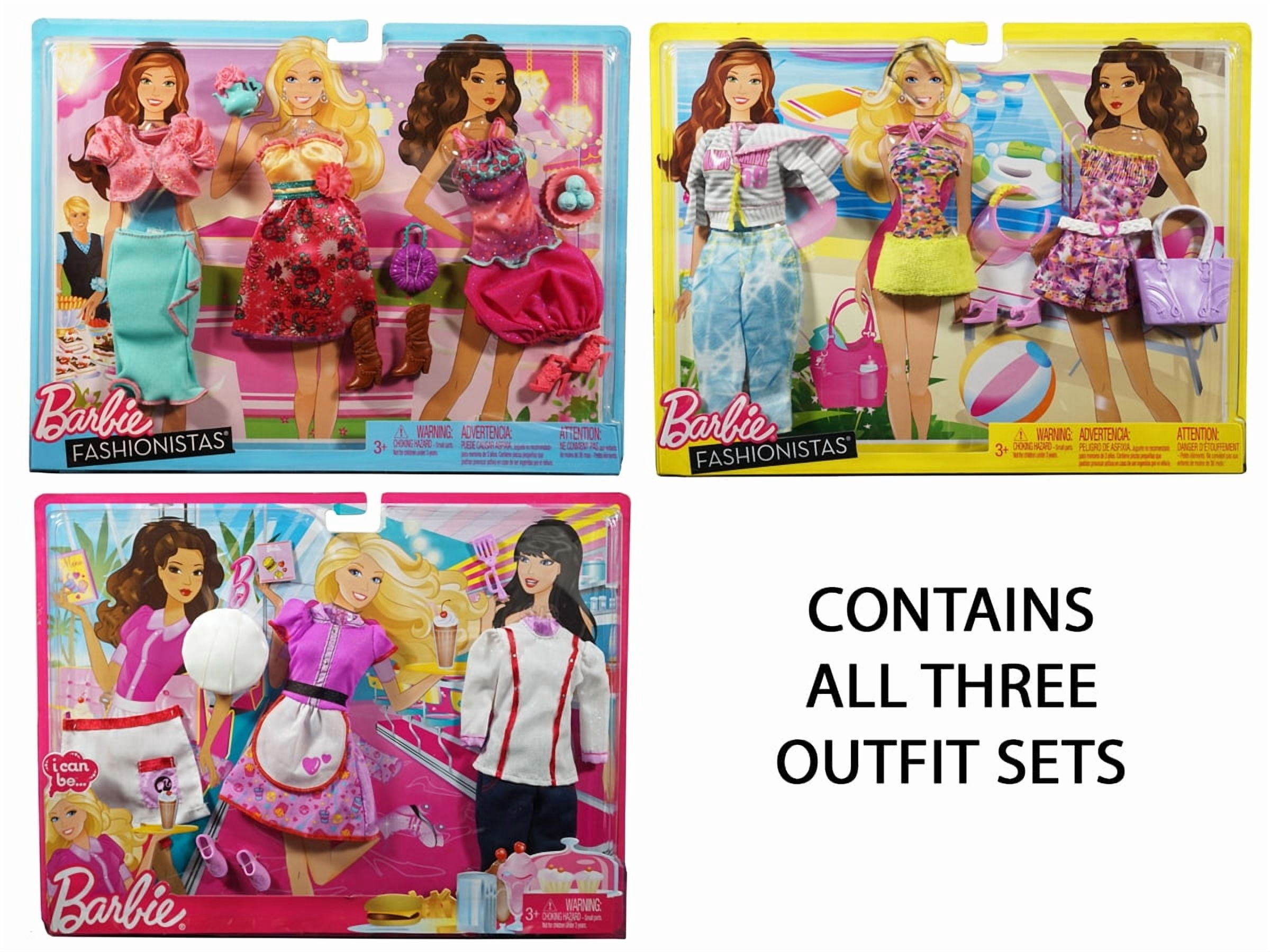 Set of 3 Barbie Doll Clothing Outfit Set - Fashionistas Tea Party ...