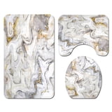 Set of 3 Bath Rugs Soft Non-Slip Absorbent Marbling Bathroom Floor Mats ...