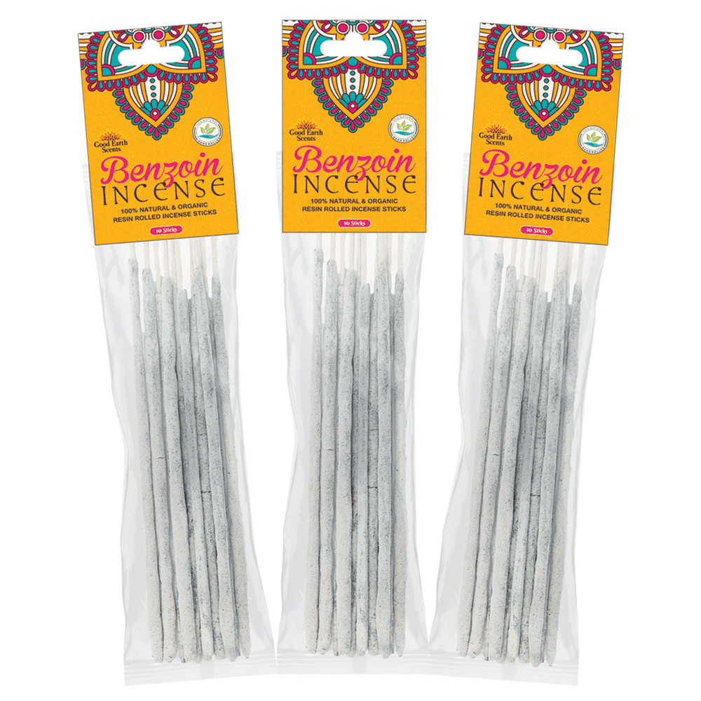 Set of 3 Benzoin 100% Natural and Organic Resin Rolled Incense Sticks ...
