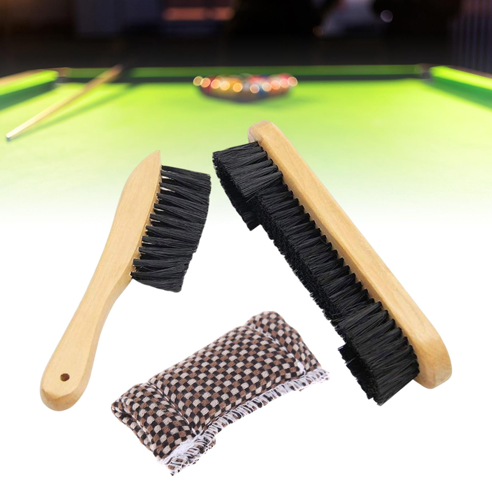 Set of 3 Billiard Pool Table Brush, Wood Handle, with Wiping Bar Cover ...