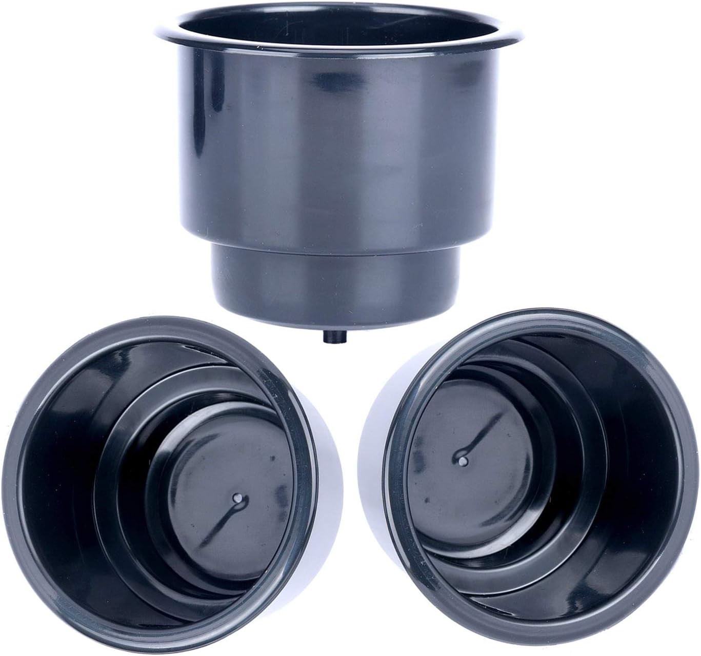 (Set of 3) Black Recessed Plastic Cup Drink Can Holder with Drain for ...