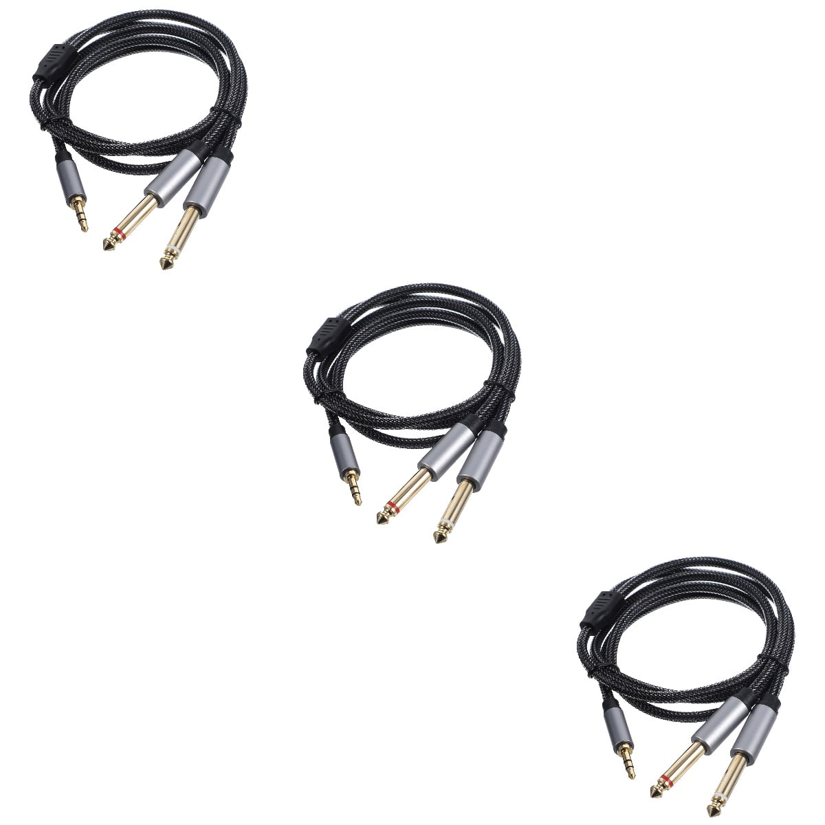 Set of 3 Cable Splitter Line 1/4 Inch to 3.5mm Adapter Audio Guitar ...