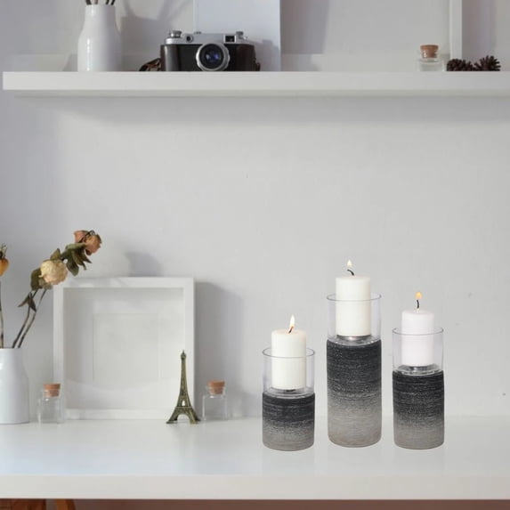 Aria Home Set of 3 Cement and Glass Tealight Candle Holders, Industrial Style - Walmart.com