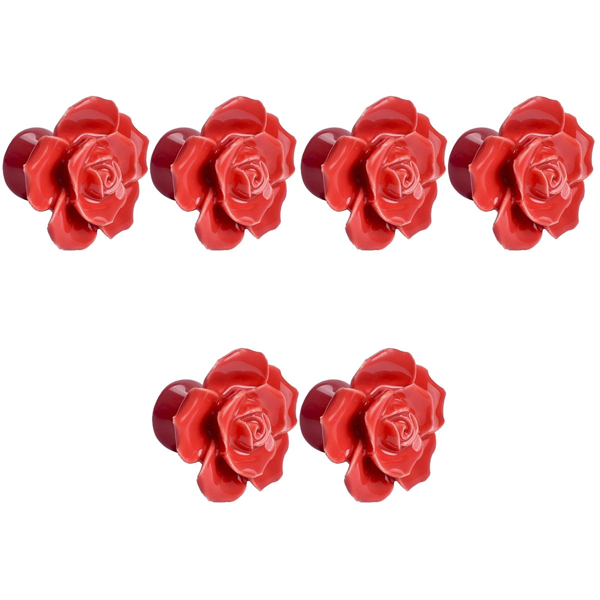 Set of 3 Ceramic Handle Adjustable Kitchen Cabinet Red Door Handles ...