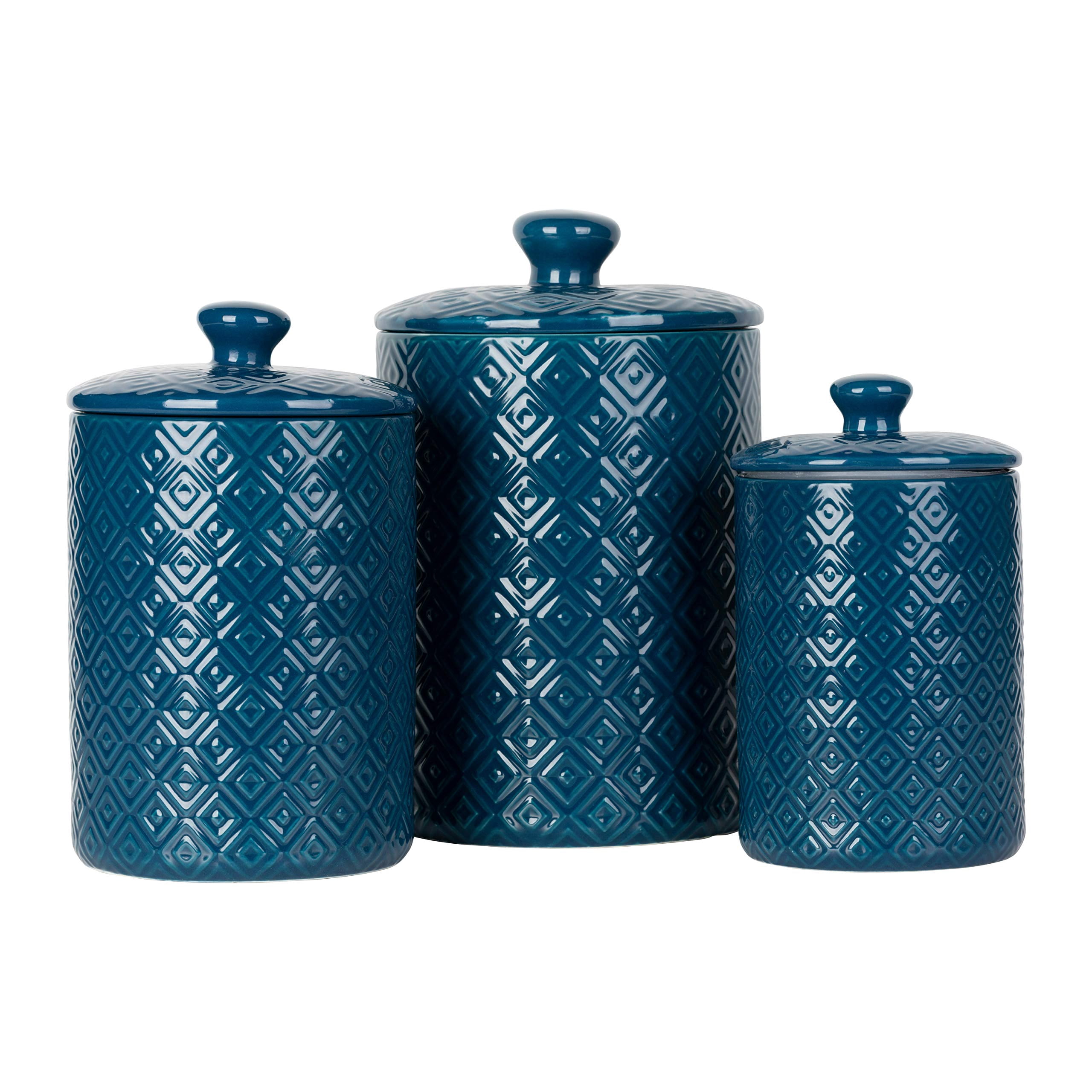 Set of 3 Ceramic Kitchen Canisters, Airtight Containers for Dry Goods ...