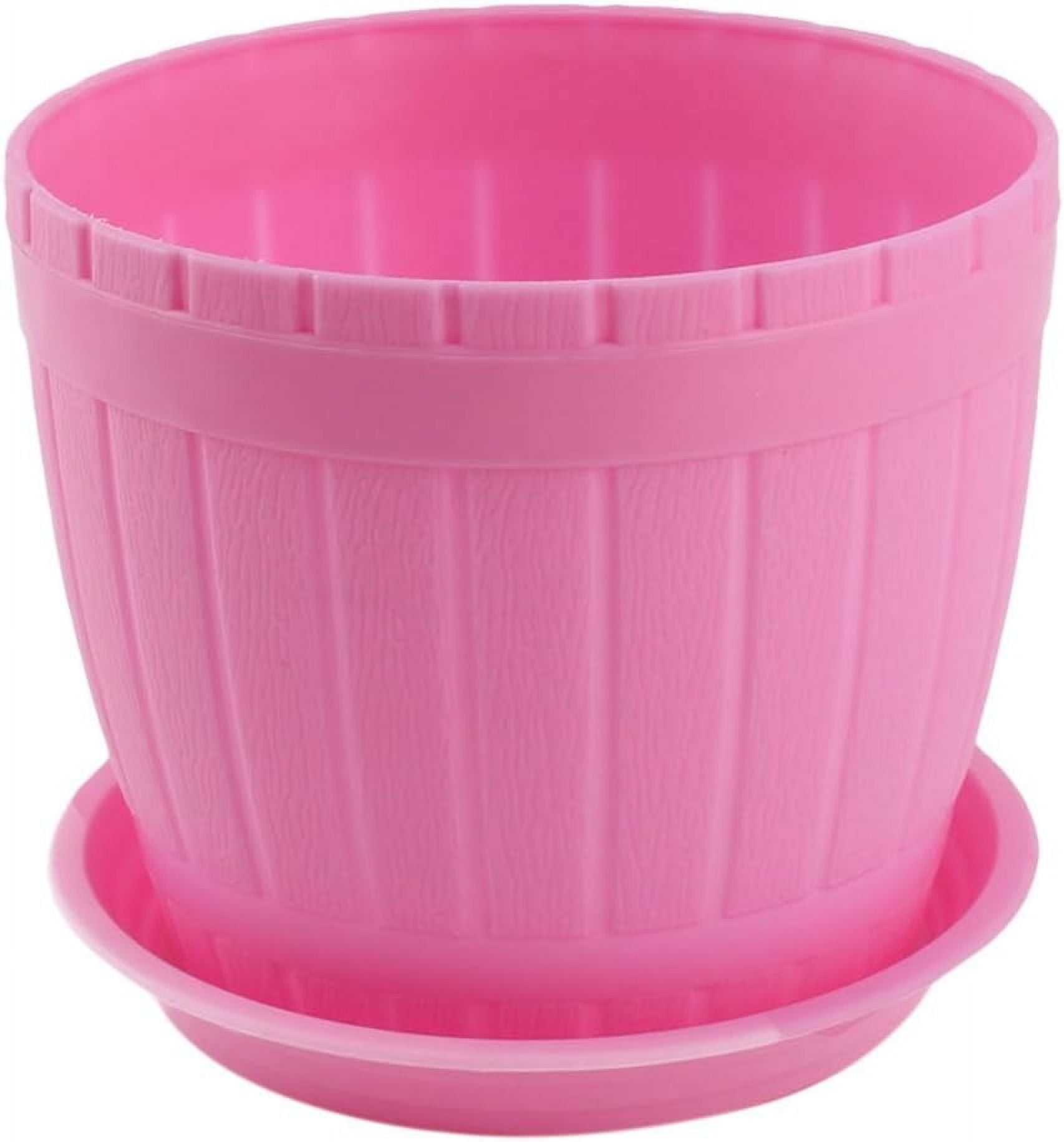 Set of 3 Ceramic Plant Pots, Pink Resin Flower Pot with Drainage Hole ...