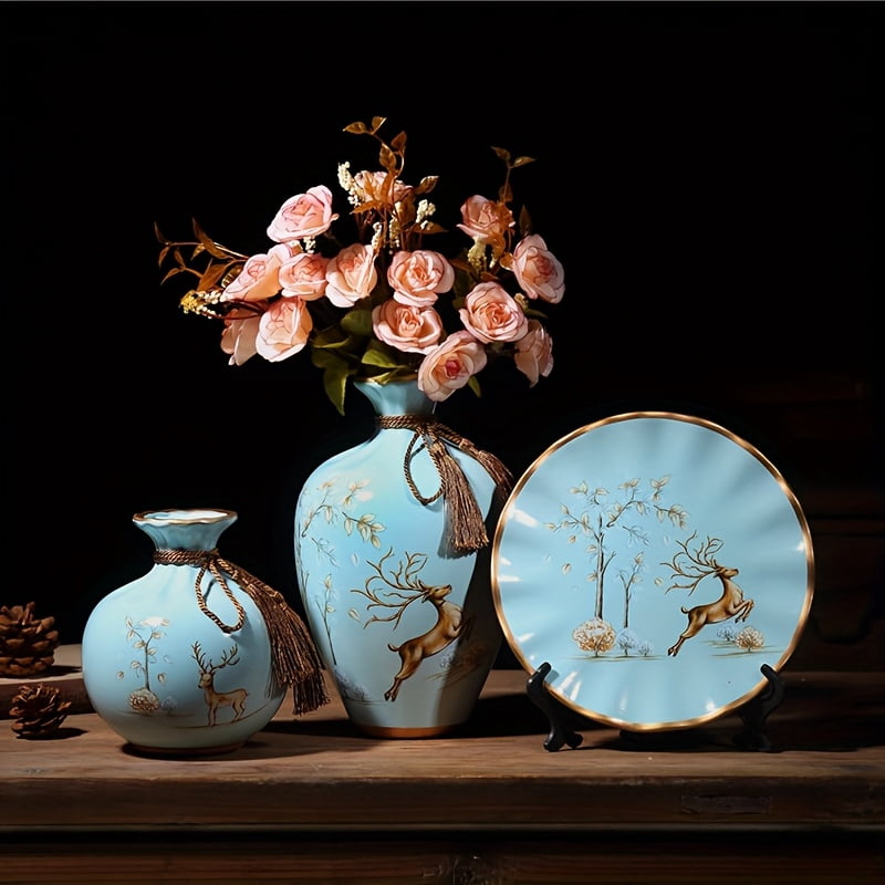 Set of 3 Ceramic Vases - Modern Home Decor for Living Room, Dining ...