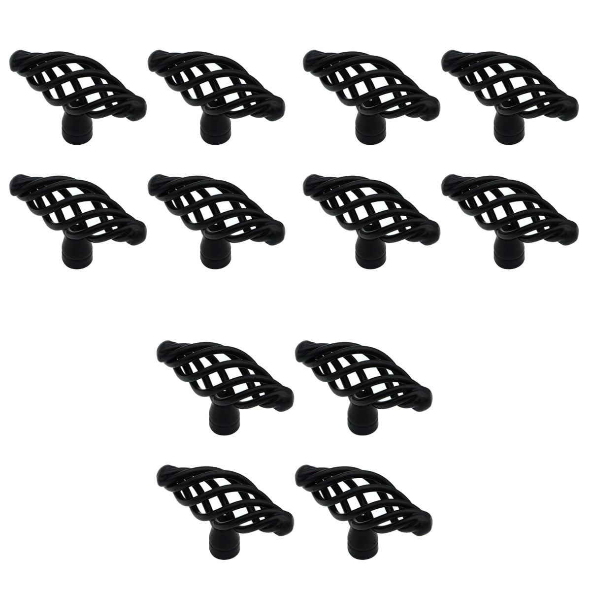 Set of 3 Chrome Ocean Drawer Pulls Bird Cabinet Knobs and Cages Black ...