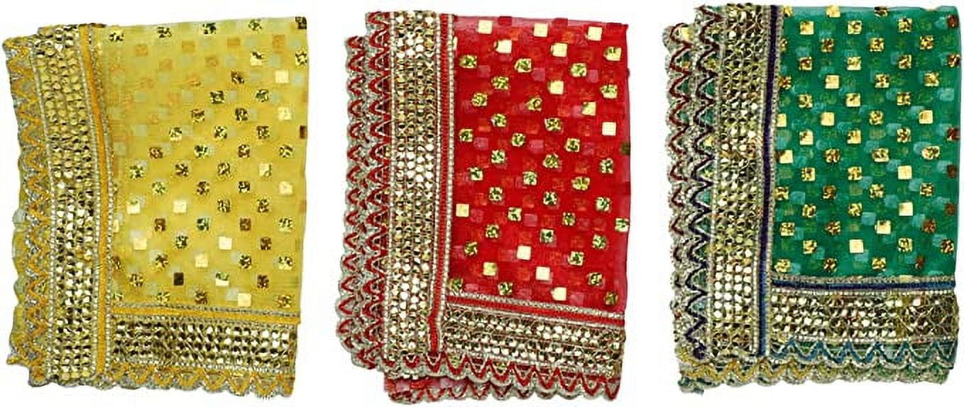 Set of 3 Chunari Decorative Cloth Puja Chunni Chunar (Size :- 12 Inches ...