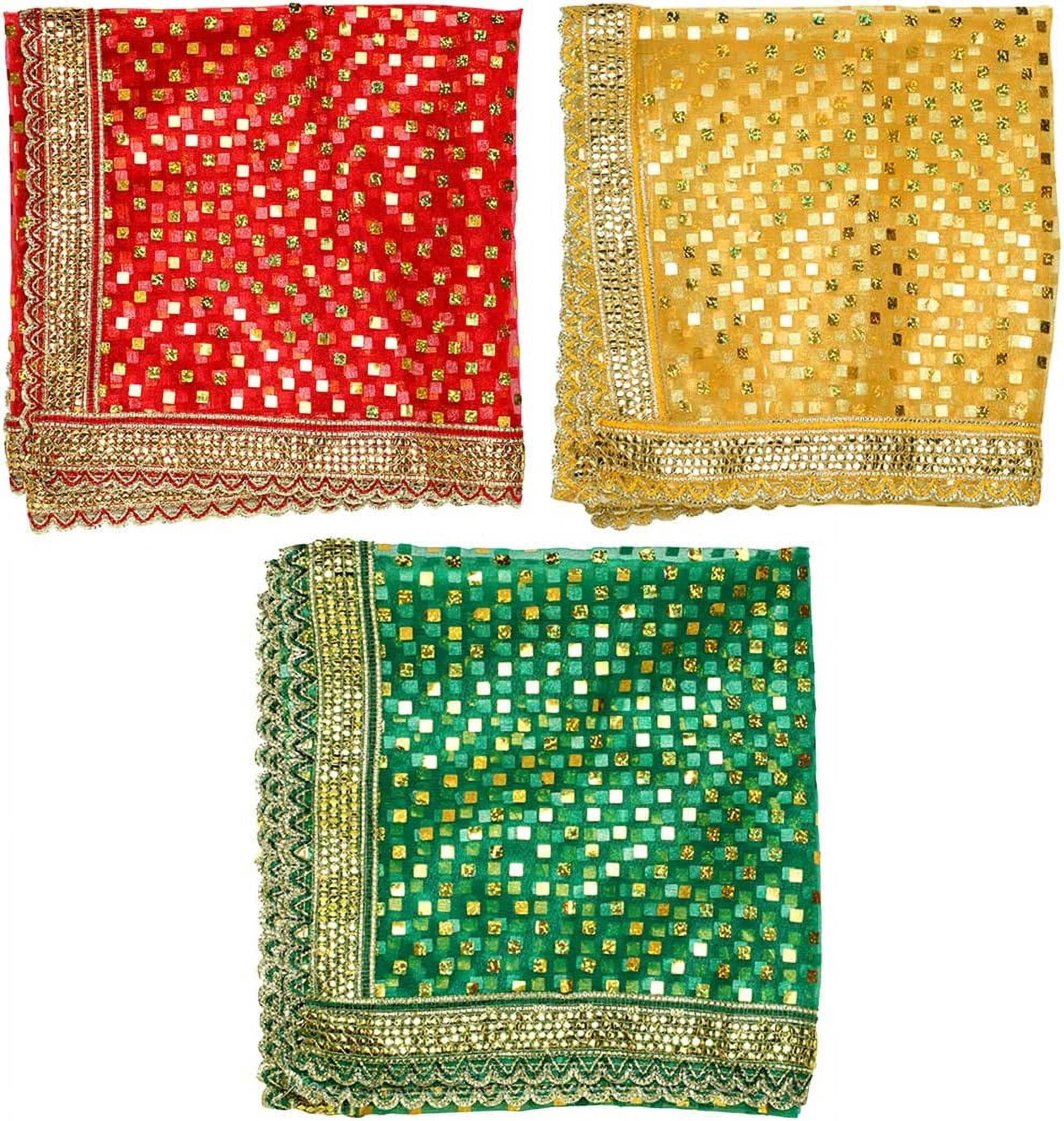 Set of 3 Chunari Decorative Cloth Puja Chunni Chunar (Size :- 36 Inches ...