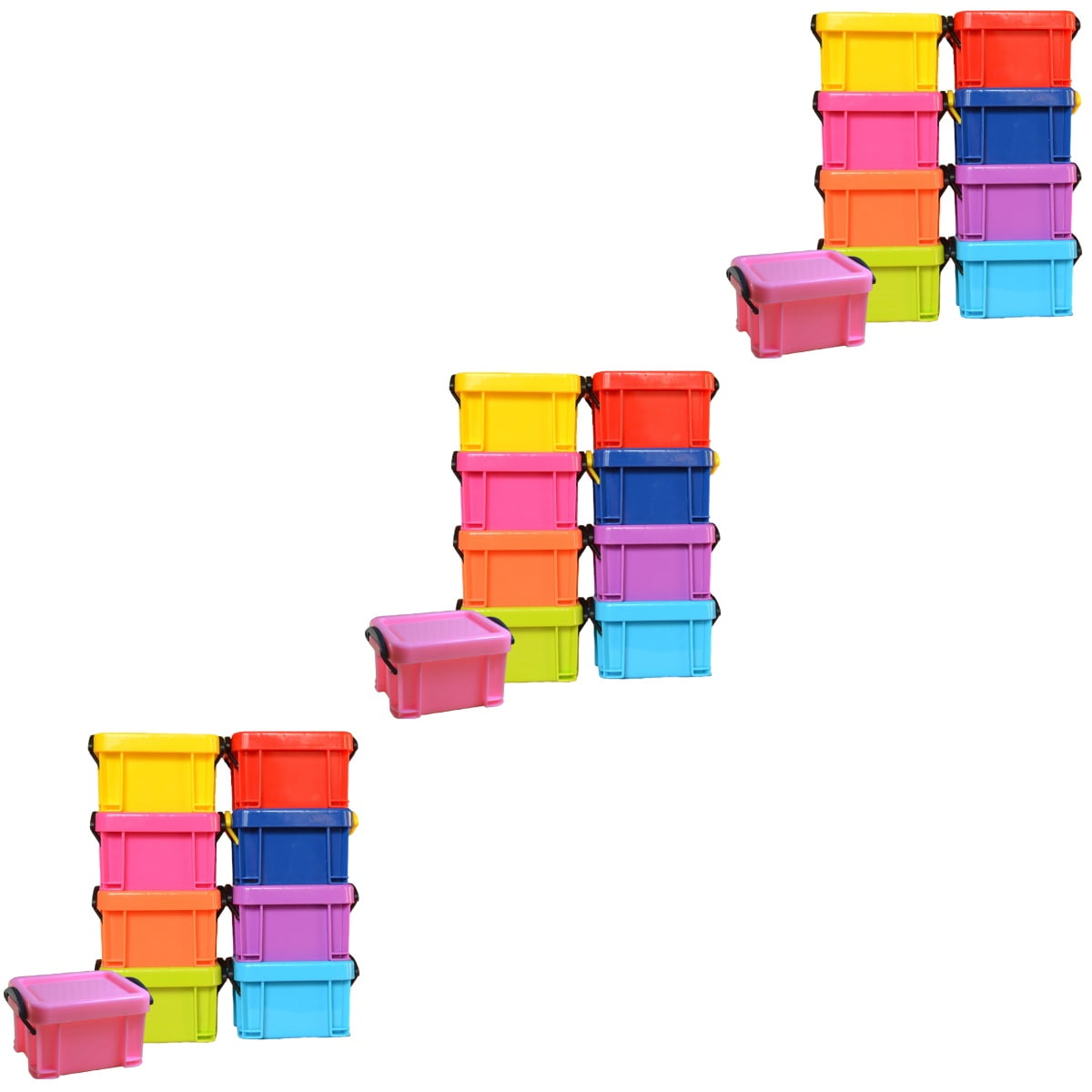 Set of 3 Clear Stackable Storage Bins Case Office Supplies Random Color ...