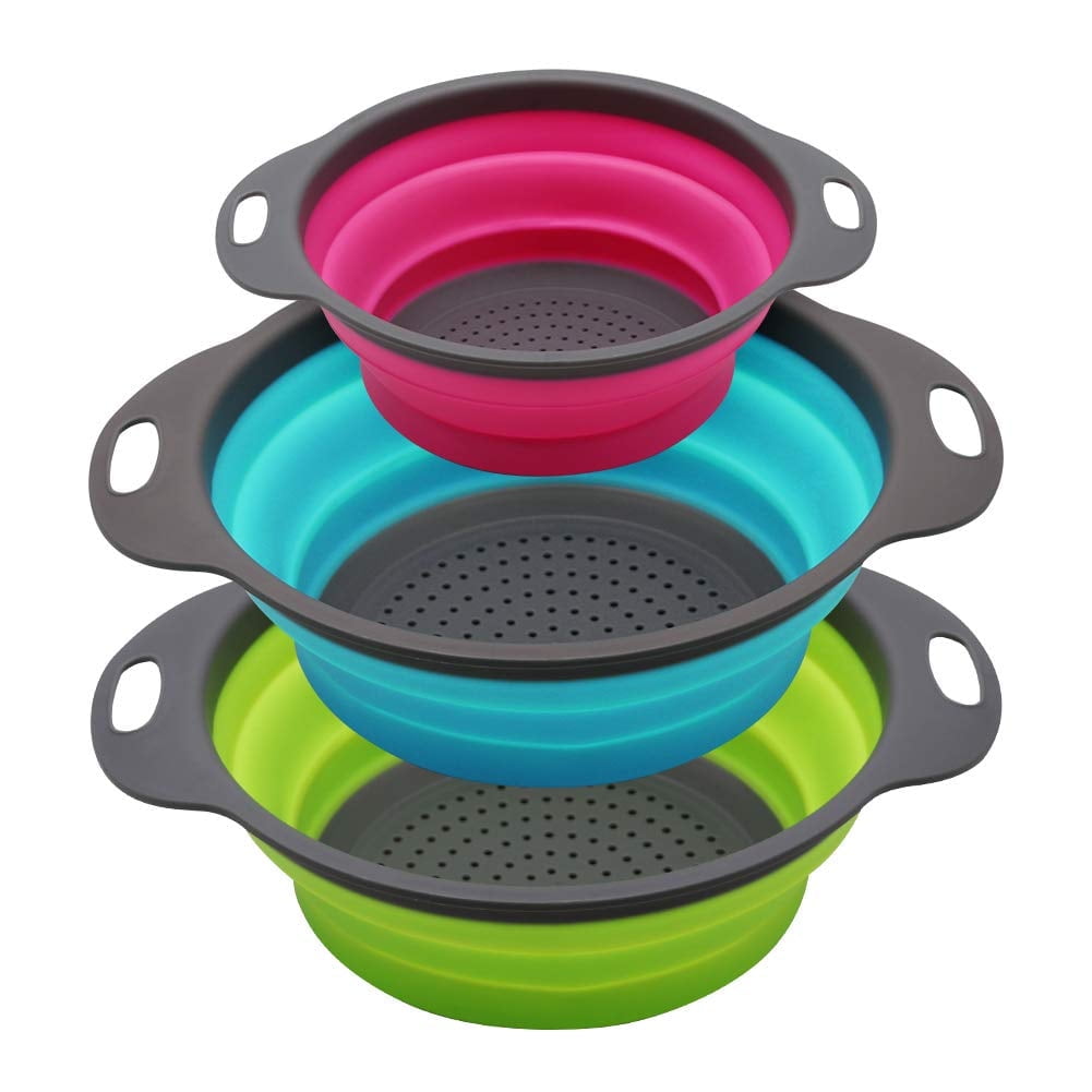 Set of 3 Collapsible Colander,Small Collapsible Colander for Camping ...
