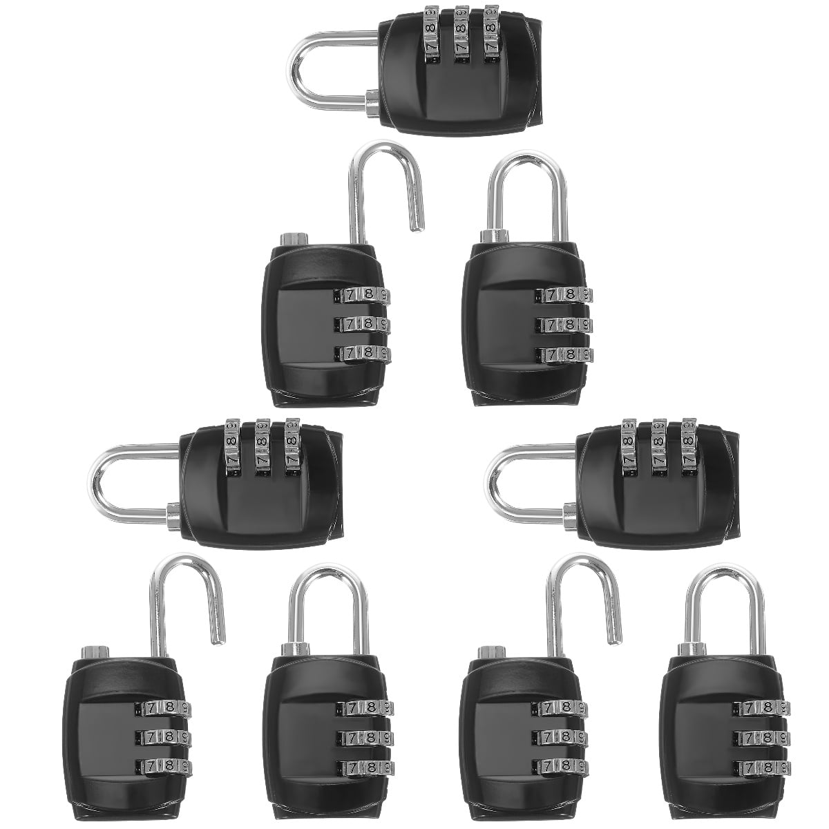 Set of 3 Combination Locks Password Trolley Luggage Padlock Rainy Day ...