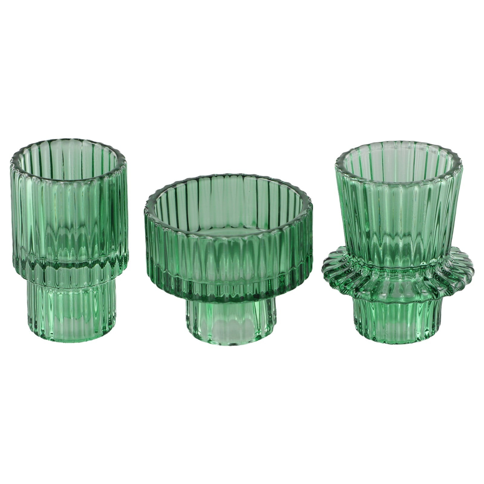 Set of 3 Cone-Shaped Glass Candle Holders for Taper, Pillar, and ...