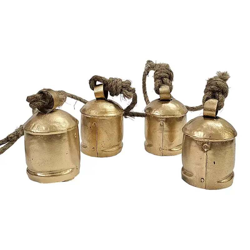 Cow Bells Set Of 4 Hanging Rope Bell Harmony Rustic Home Decor ...