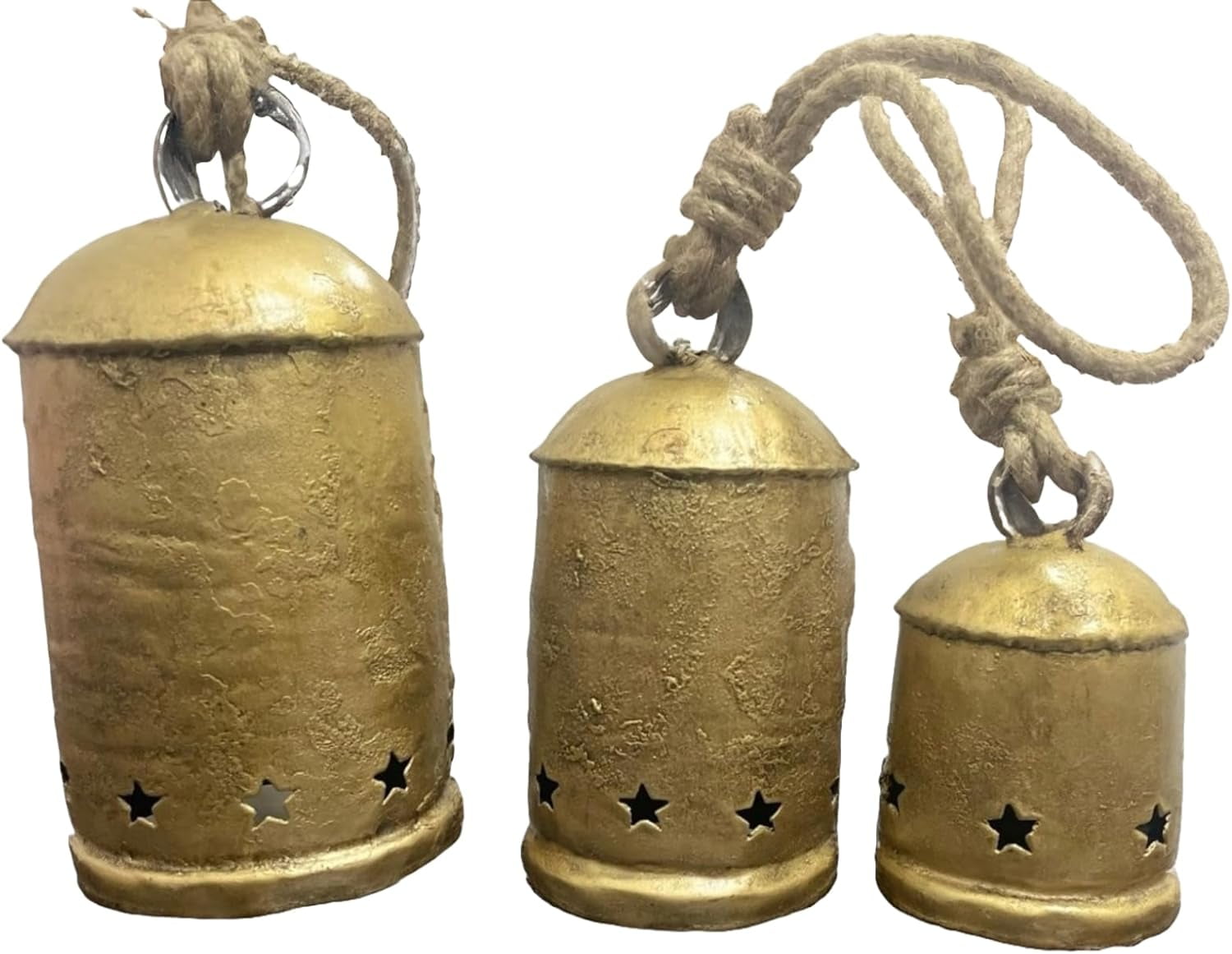 Set of 3 Decorative Hanging Bells - Large Cow Bells for Rustic ...