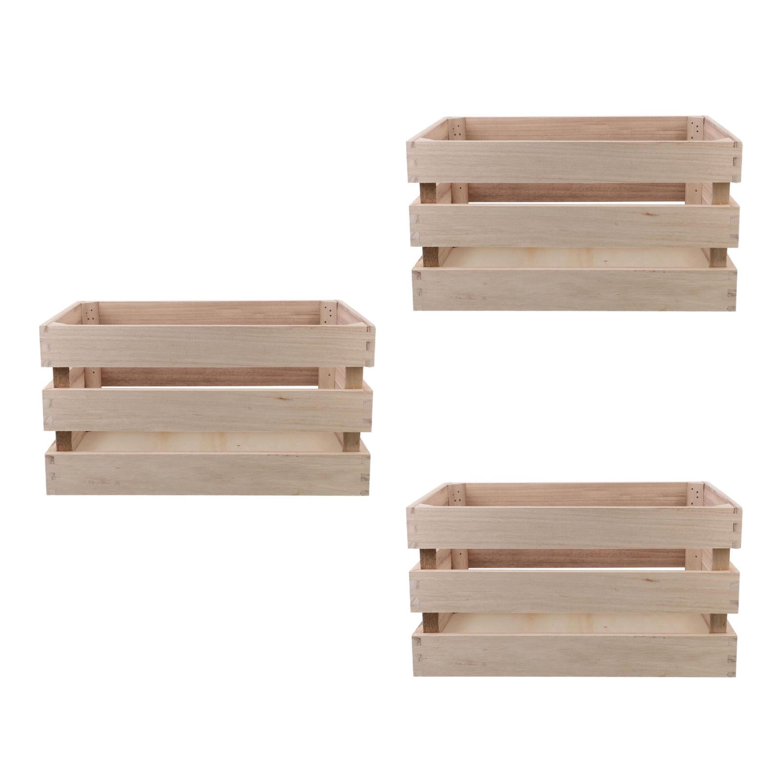 Set of 3 Desktop Storage Containers Wooden Box Multi-purpose Display ...