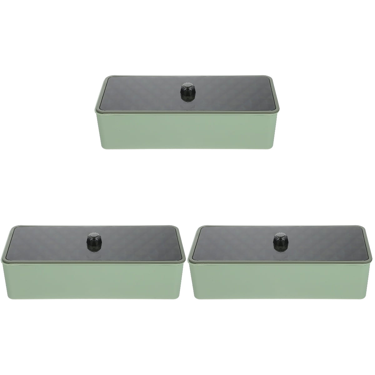 Set of 3 Diamond Cutlery Box Kitchen Holder Storage Drawers Green ...