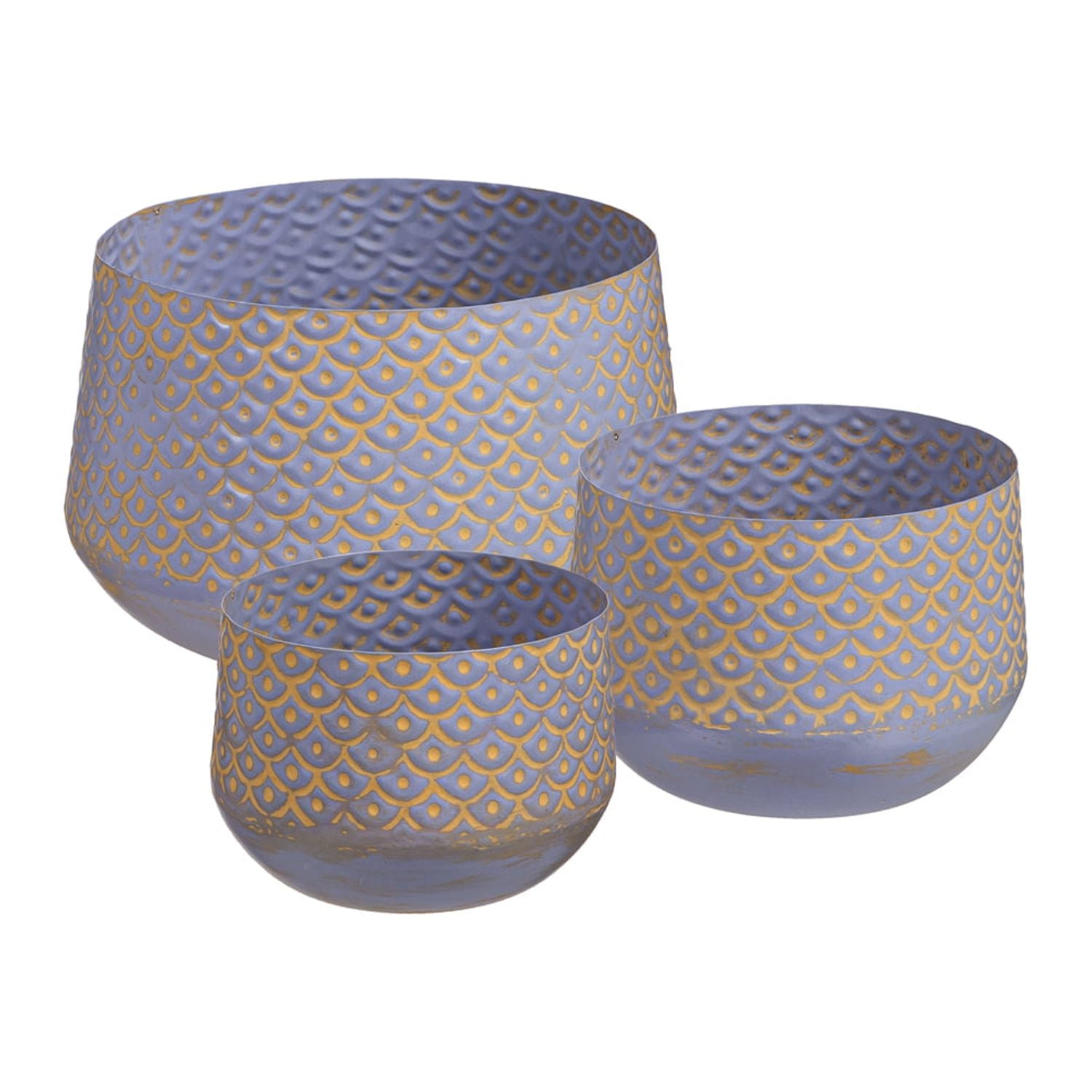 Set of 3 Distressed Light Periwinkle Embossed Planter - Walmart.com