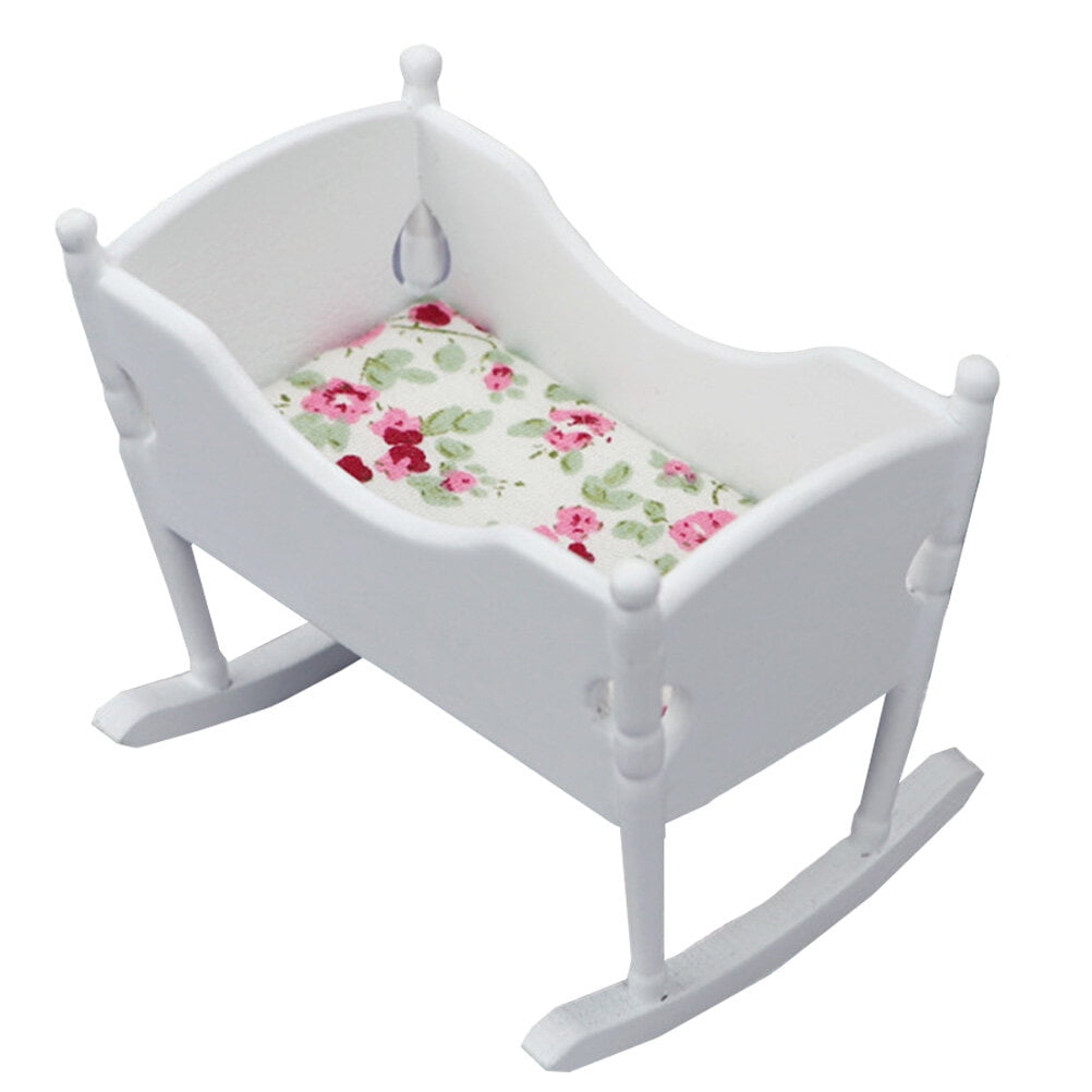 Set of 3 Dolly Cot Mini Cradle Miniature Model Baby 7.8X6.5X6.2CM White ...