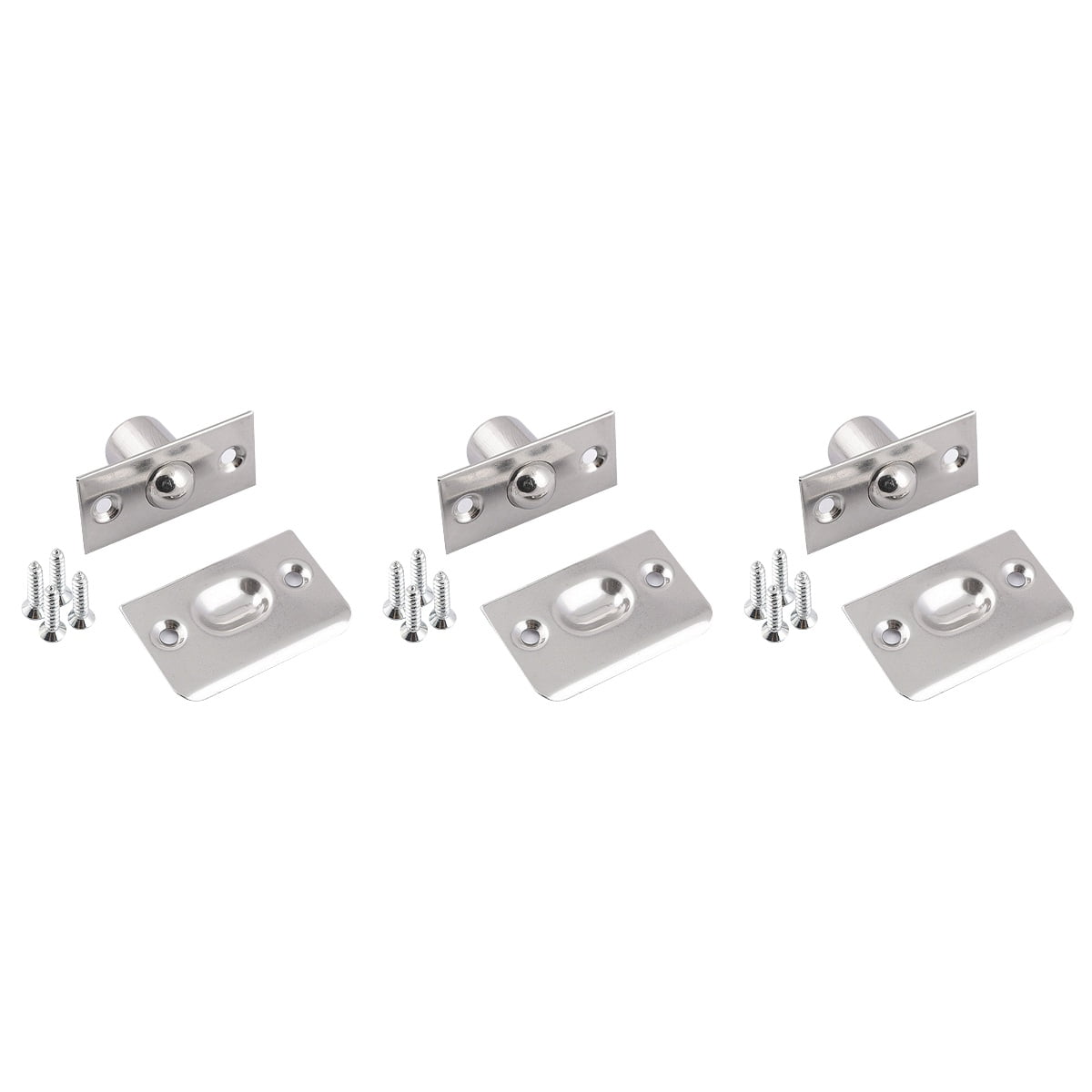 Set of 3 Door Hardware Stainless Catch Dead Bolt Cover Plate Garage ...