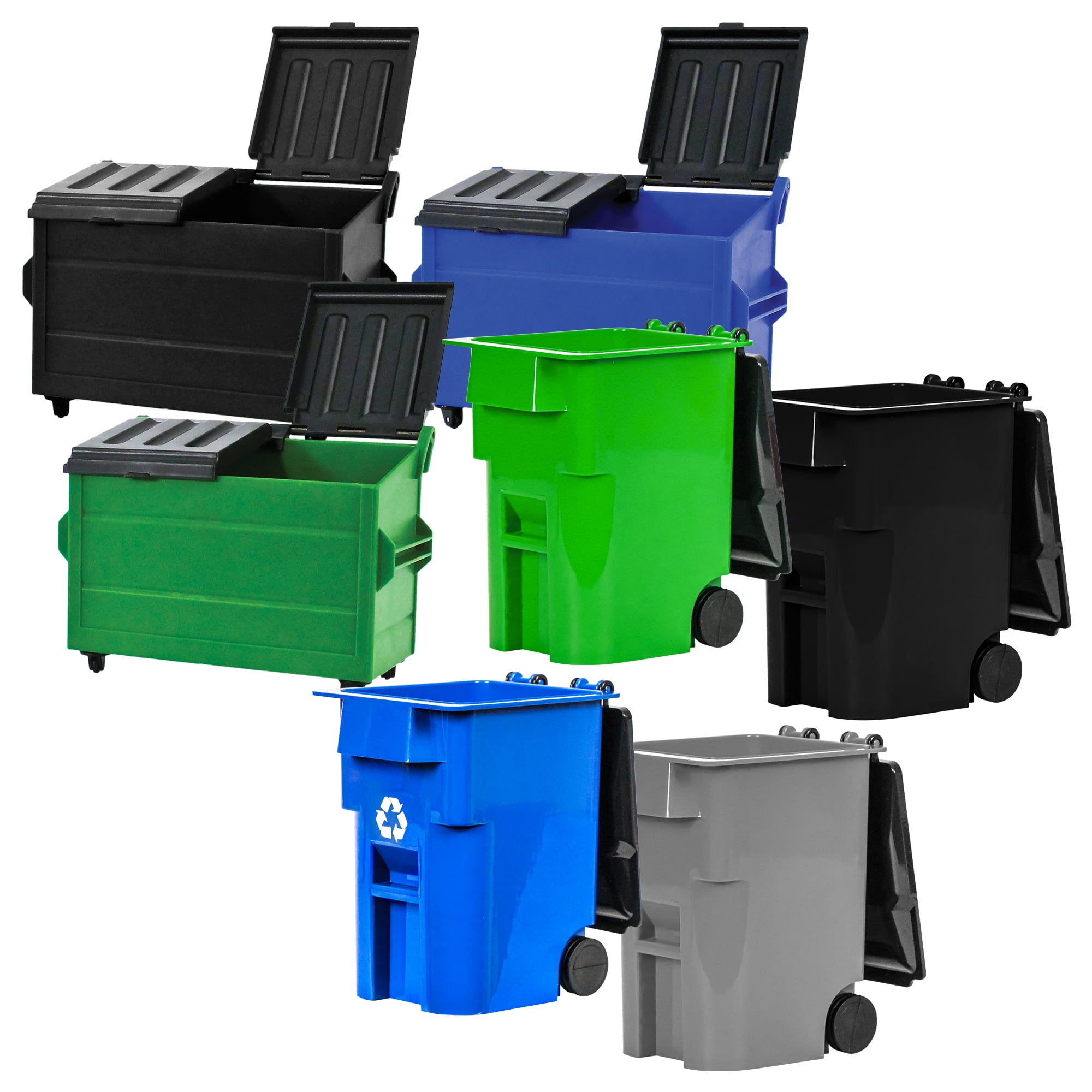 Set of 3 Dumpsters & 4 Trash Cans for WWE & AEW Wrestling Action ...