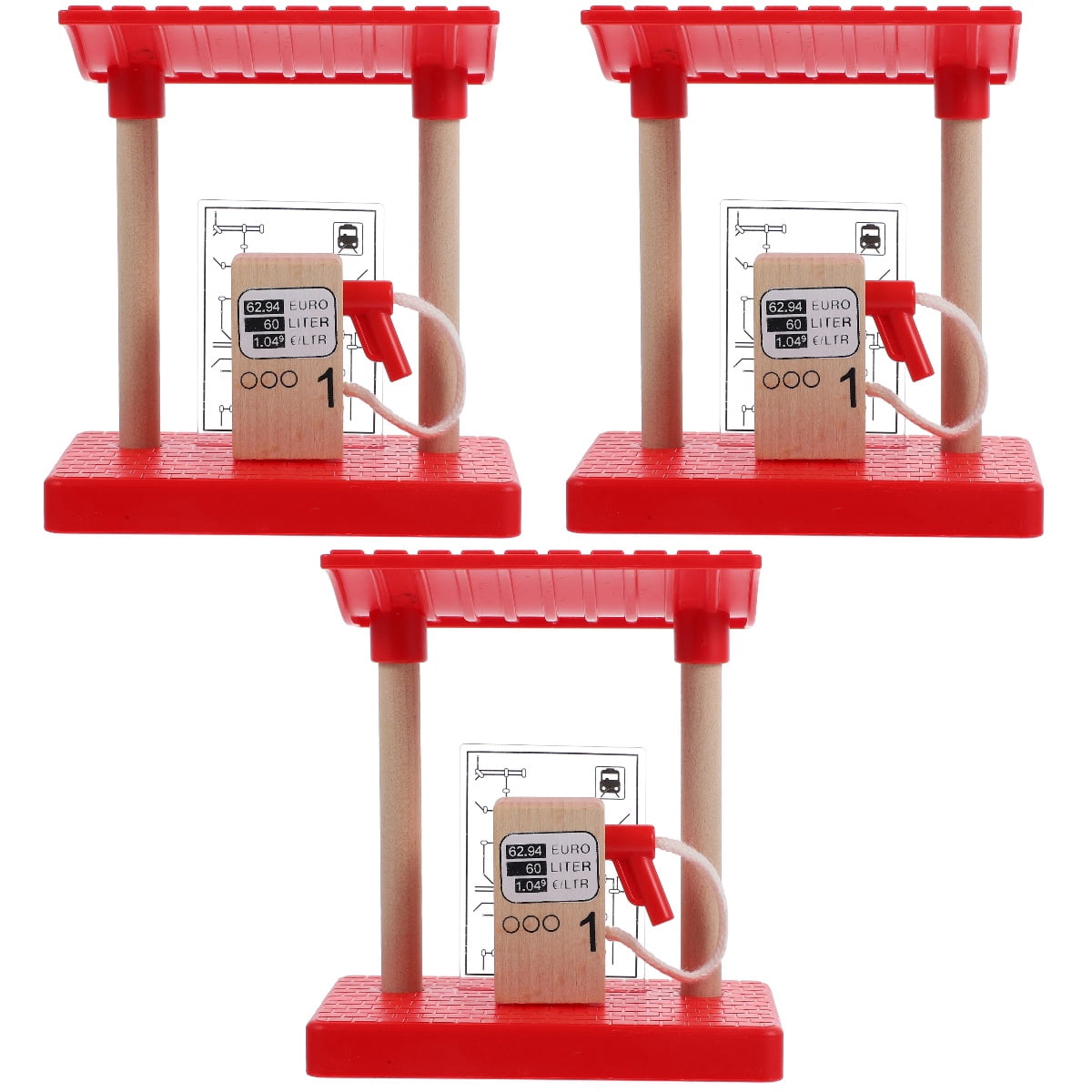 Set of 3 Electric Train Flashing Track Accessories Railway Gas Station ...