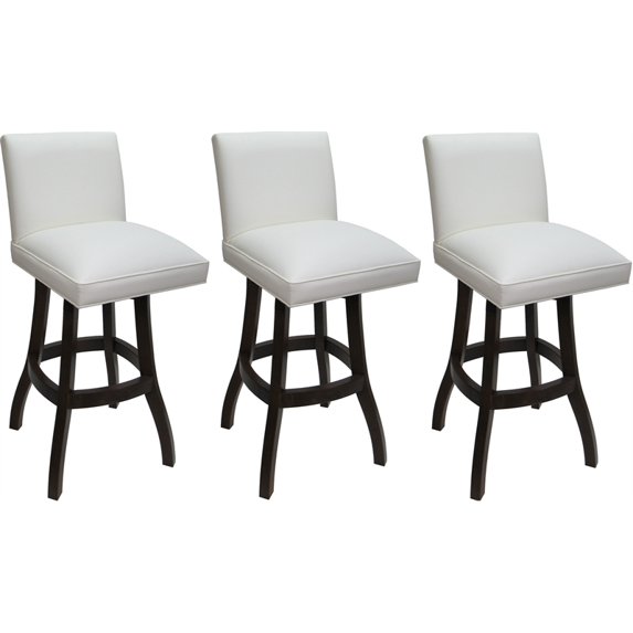 Set of 3 Extra Tall Swivel Wood Stools - Sommerville - White Vinyl ...